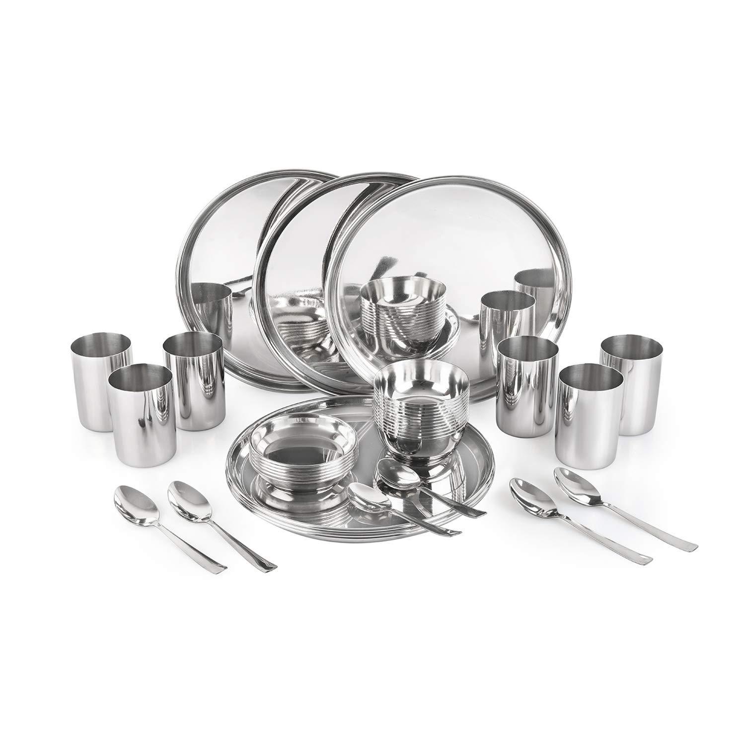 Cello Steelox Stainless Steel Dinner Set, 36pcs, Silver : Amazon.in ...