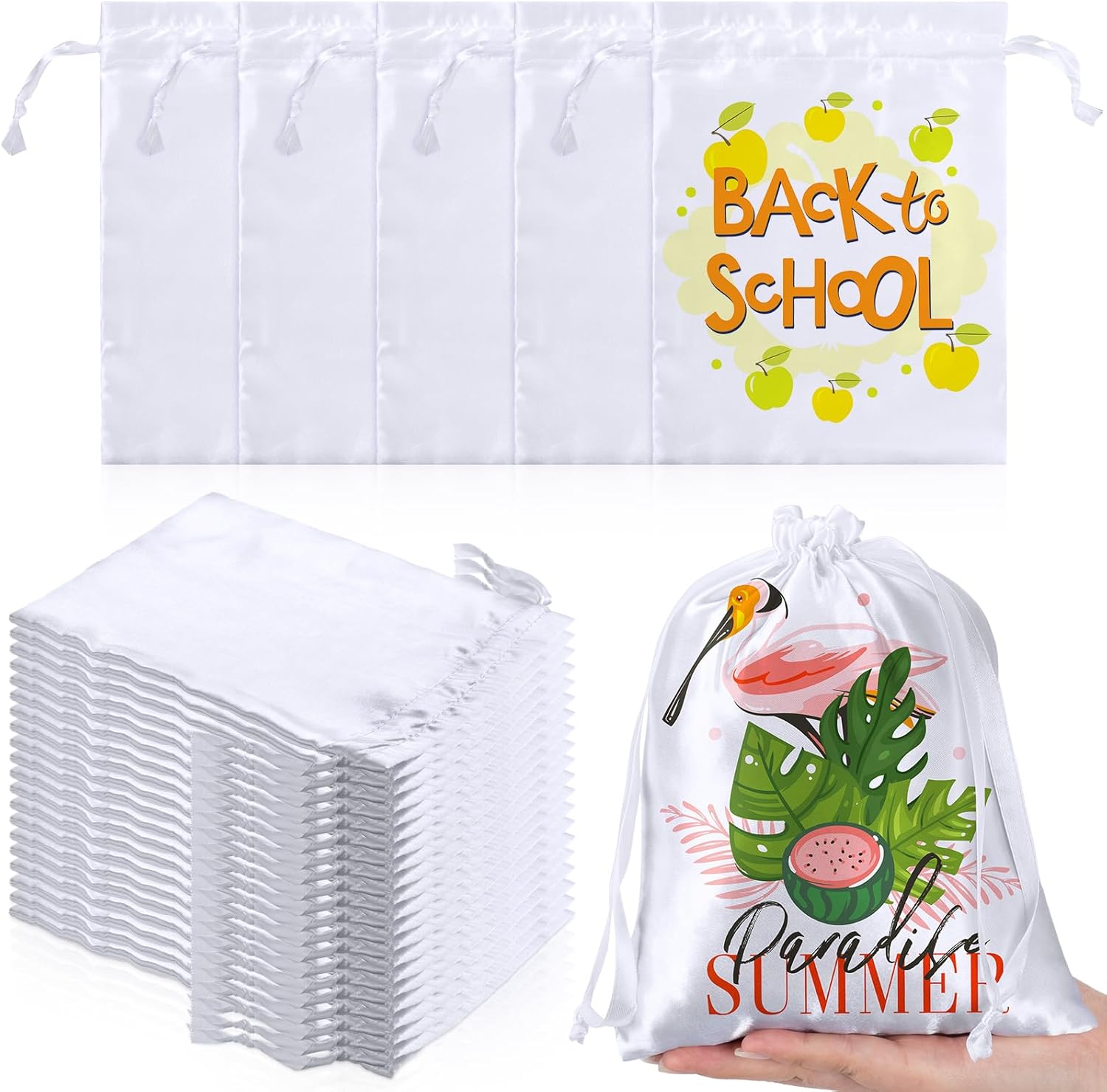 Cosblank 24 Pcs Sublimation Drawstring Bags Blanks 5" x 7" White ...