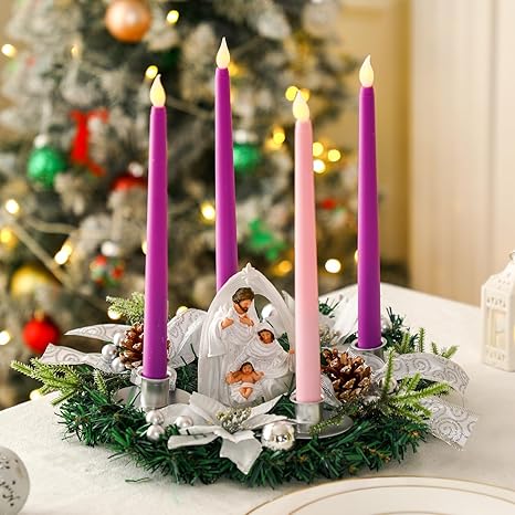 Amazon.com: Jingmore 6 Pcs Christmas Advent Candles Holder Kits ...