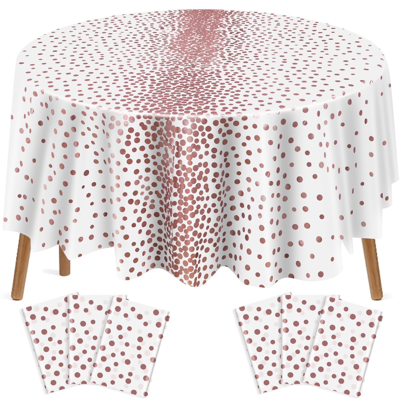 Amazon.com: VitalCozy 6 Pcs Round Gold Polka Dots Tablecloth 84 Inch ...