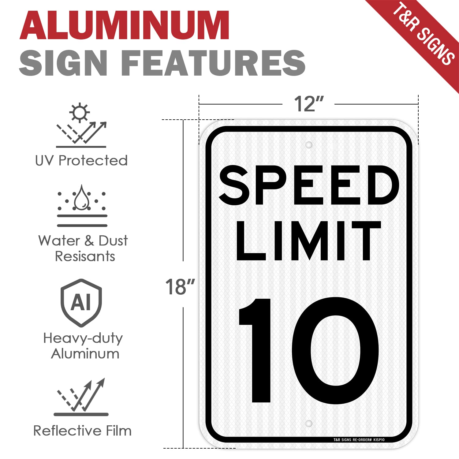 Aluminum Road Signs T&R 2-Pack Slow Down Speed Limit 15 MPH Signs ...