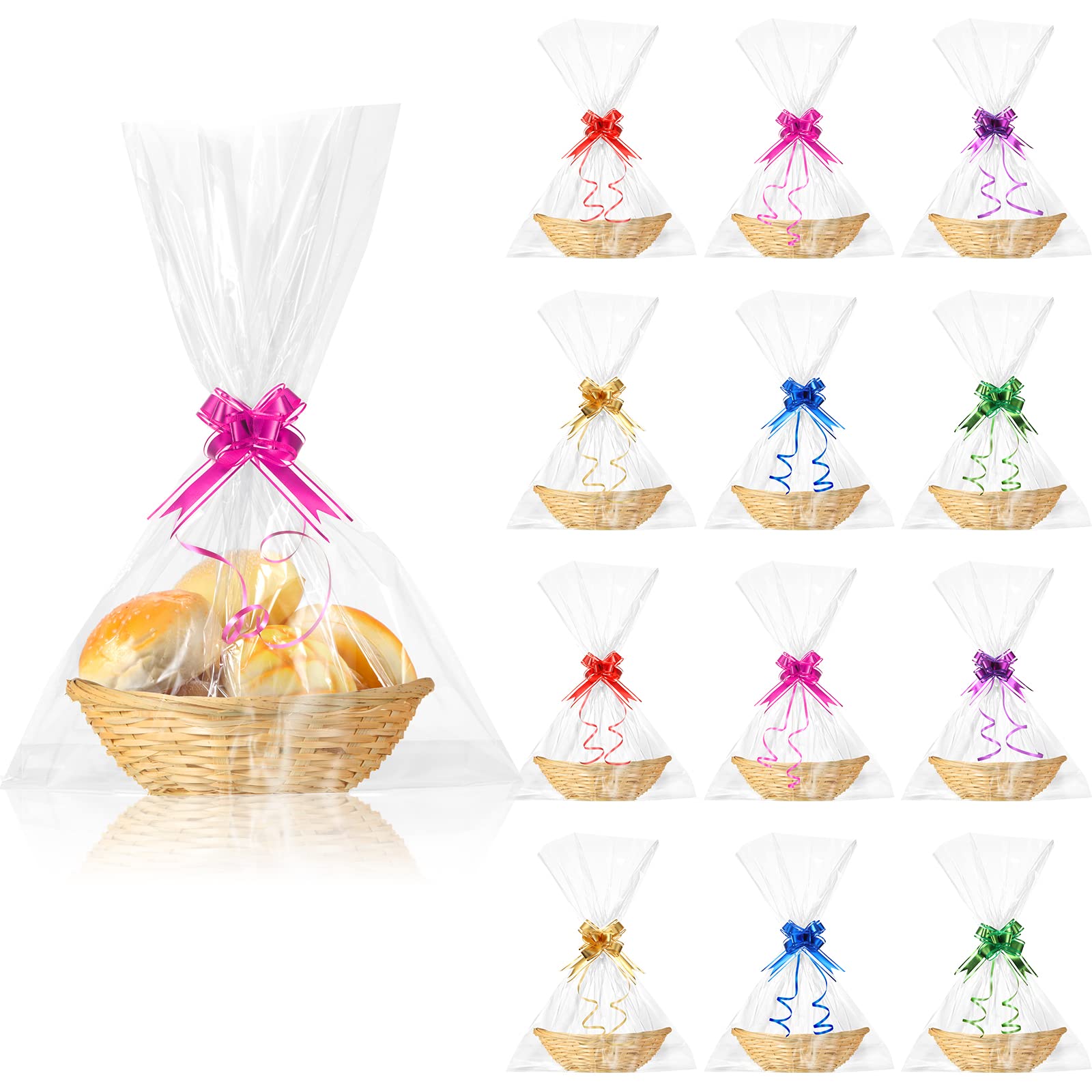 12 Pcs Empty Oval Bamboo Basket Food Storage Basket Fruit Basket Gift ...