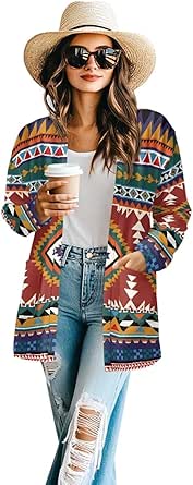 Amazon.com: Srengjodk Native American Clothing Aztec Cardigan for Women ...