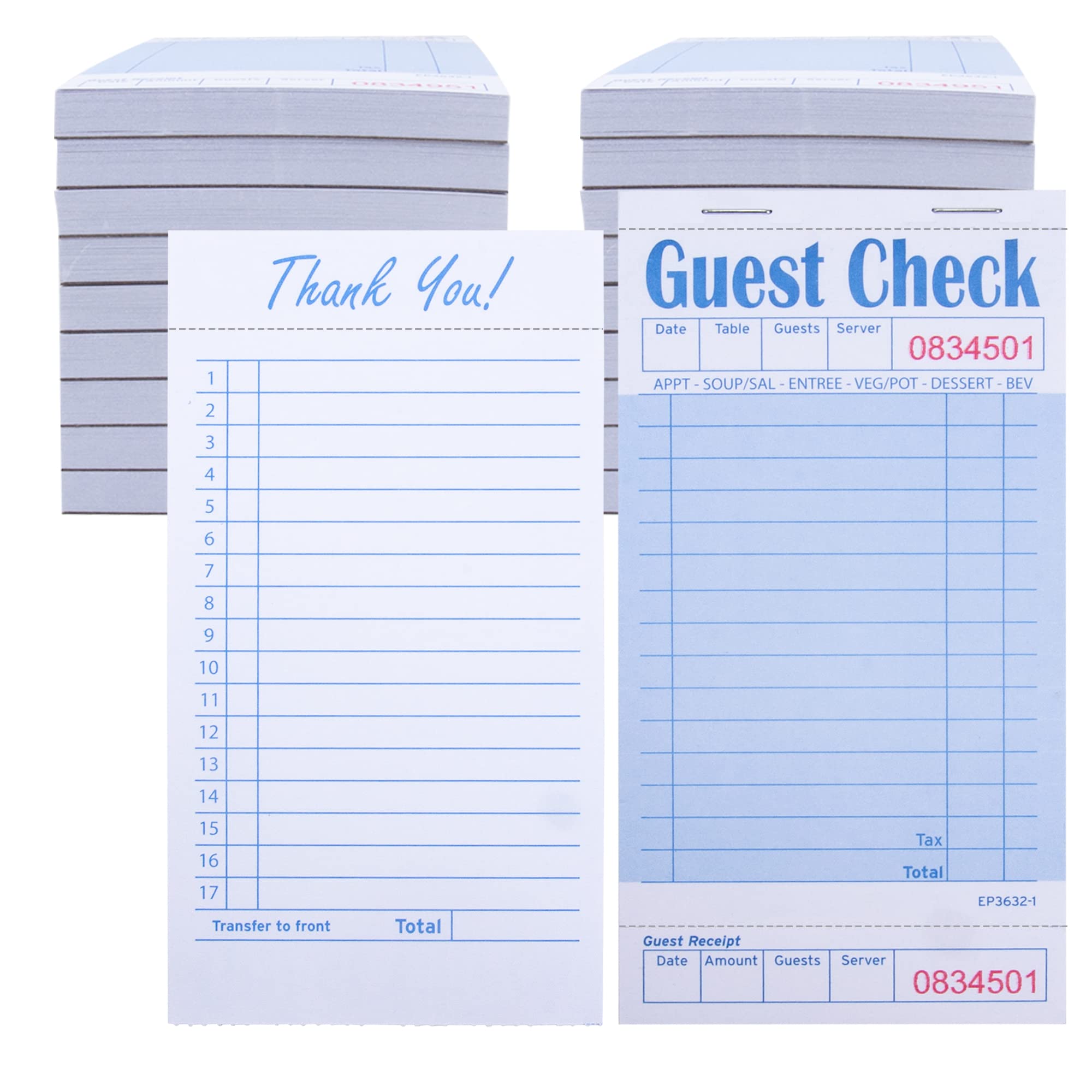 Amazon.com: ESSENTIAL Guest Check Books 3.5" x 6.75", 1000 Sheets ...