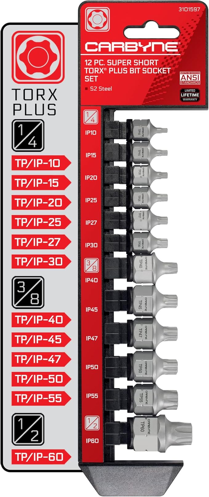 Amazon.com: CARBYNE 12-Piece Torx Plus (6 Lobe) Super Short Low Profile ...