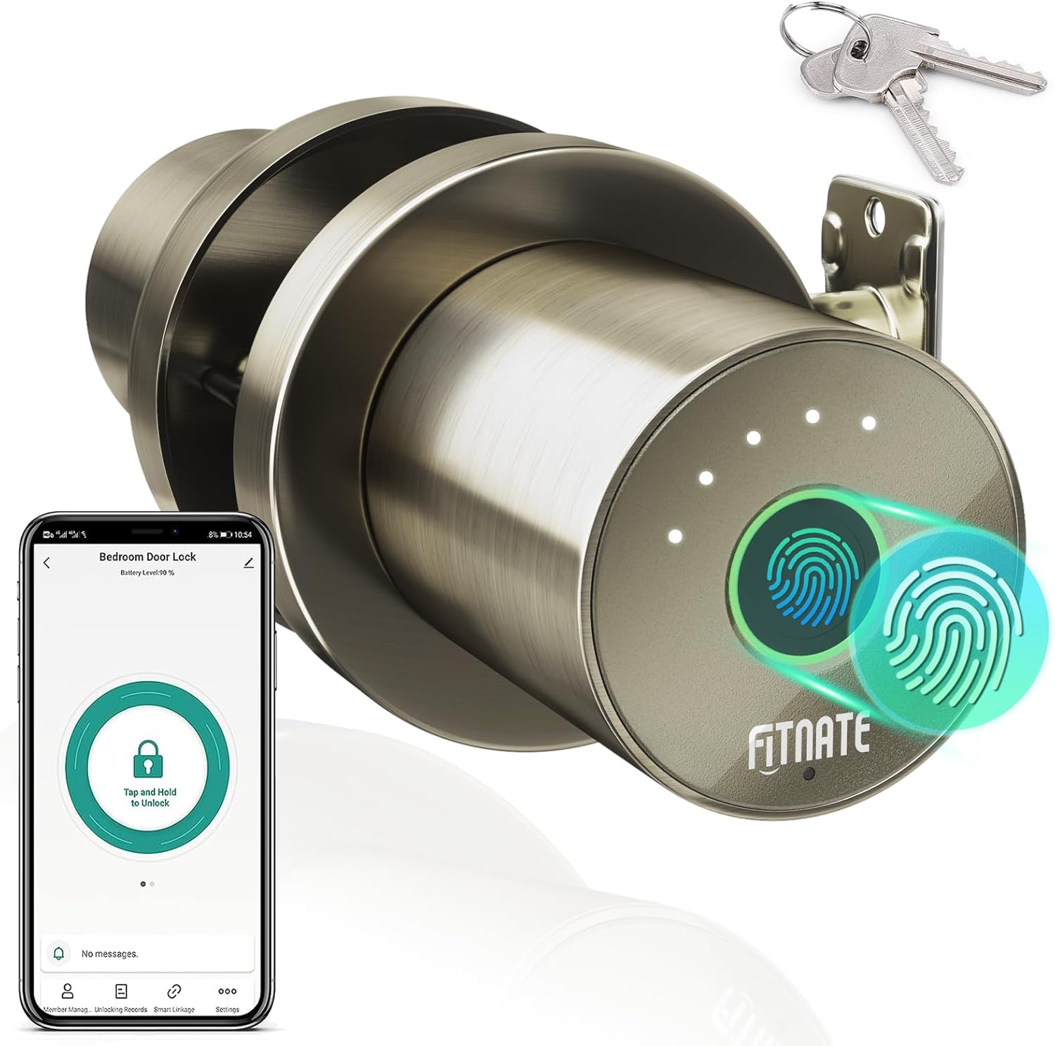 FITNATE Perilla Inteligente para Puerta, Pomo de Puerta con Control de ...