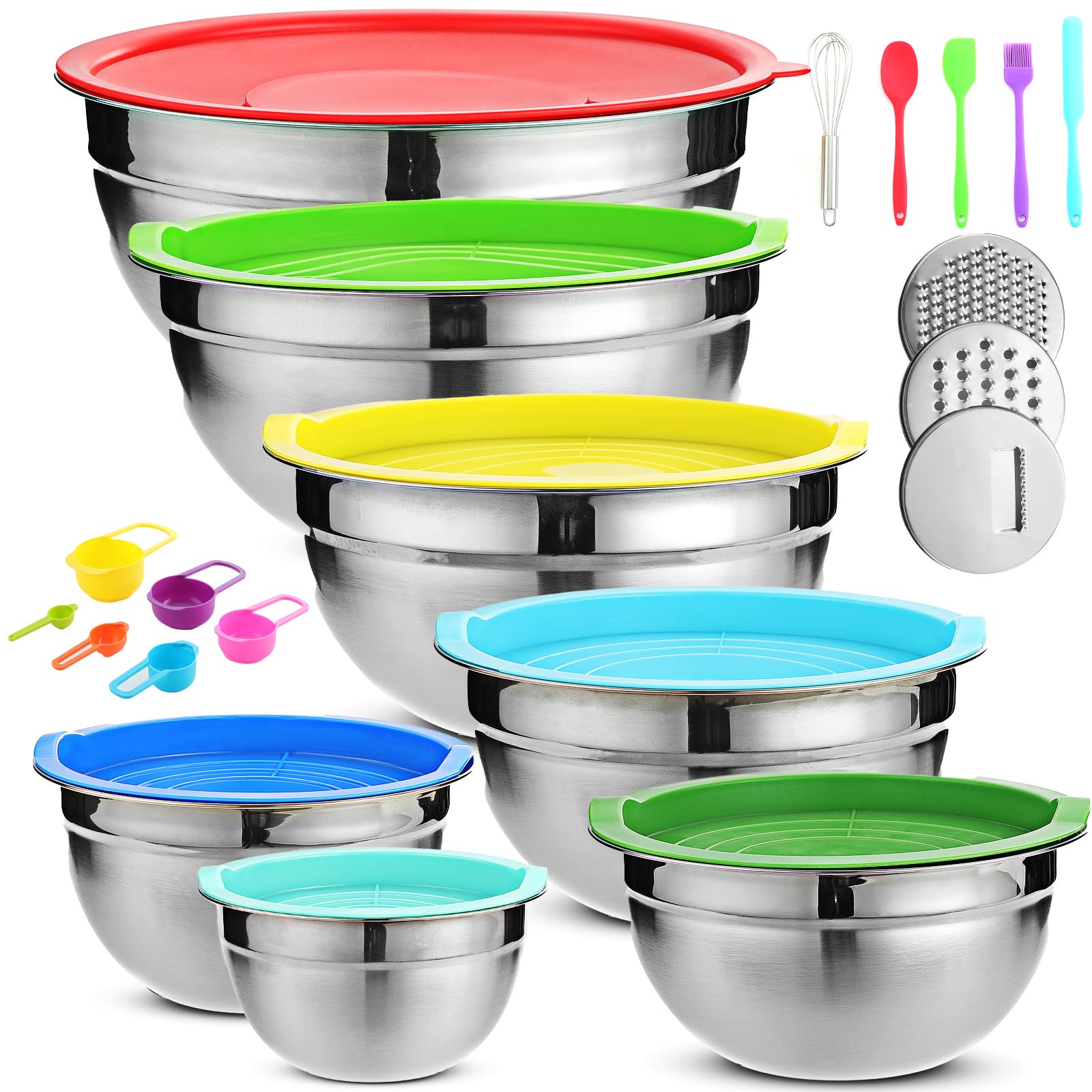 Amazon.com: Mixing Bowls with Lids Set, 7PCS Mixing Bowls for Baking ...
