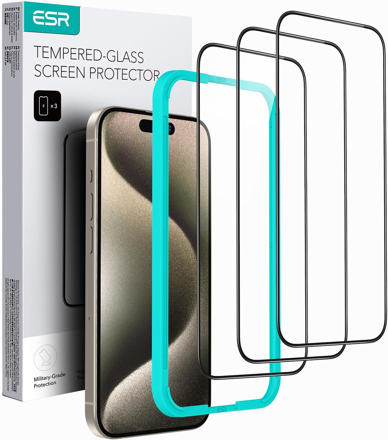 ESR 3 Pack for iPhone 15 Pro Max Screen Protector, 3 Tempered Glass ...