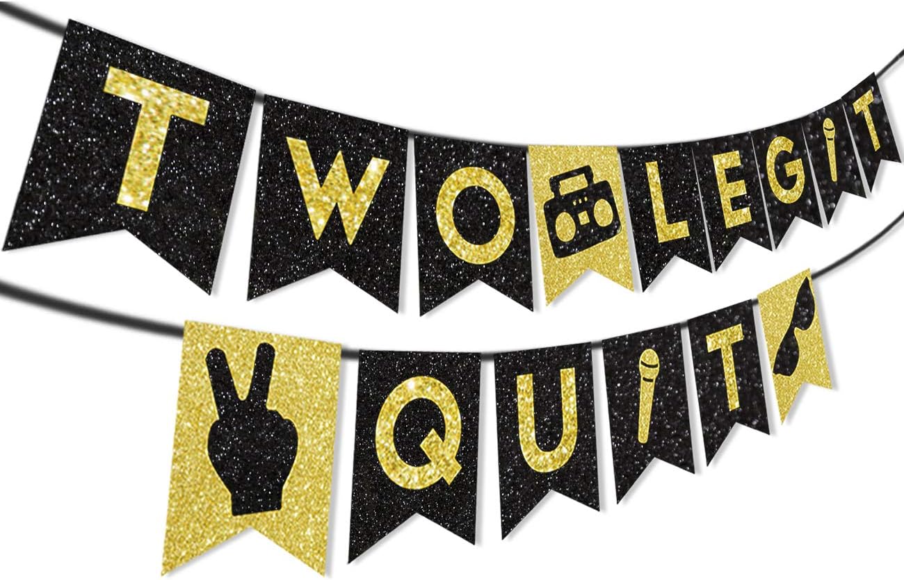 Amazon.com: Two Legit To Quit Banner, Second Birthday Banner, Hip Hop ...