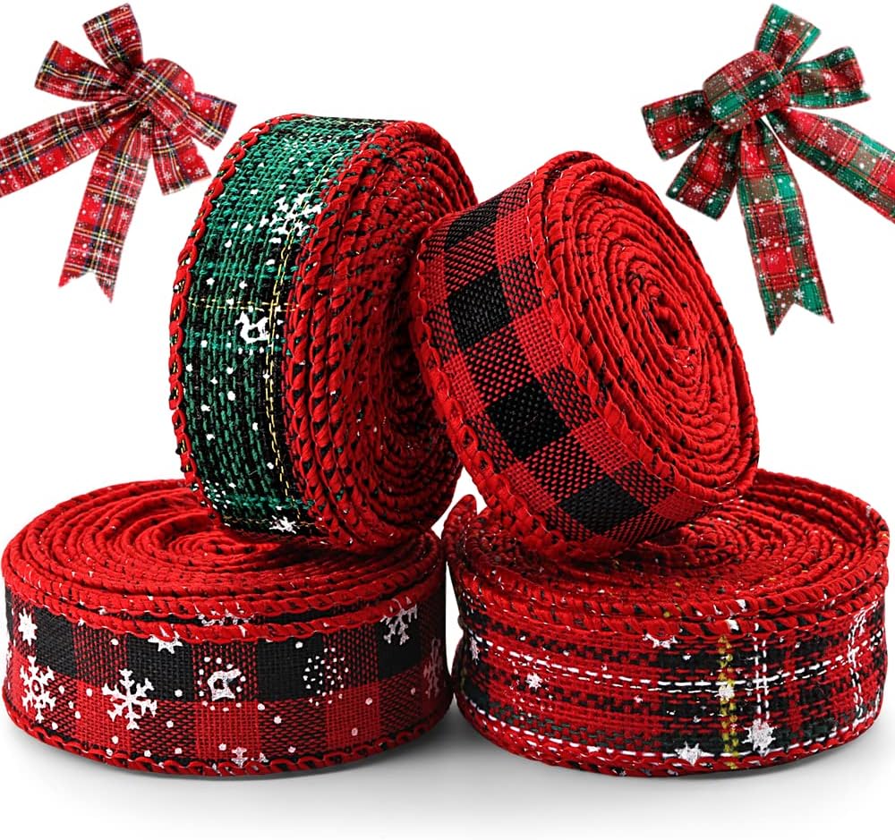 Amazon.com: Christmas Ribbon, Ribbon for Christmas Tree, Snowflake ...