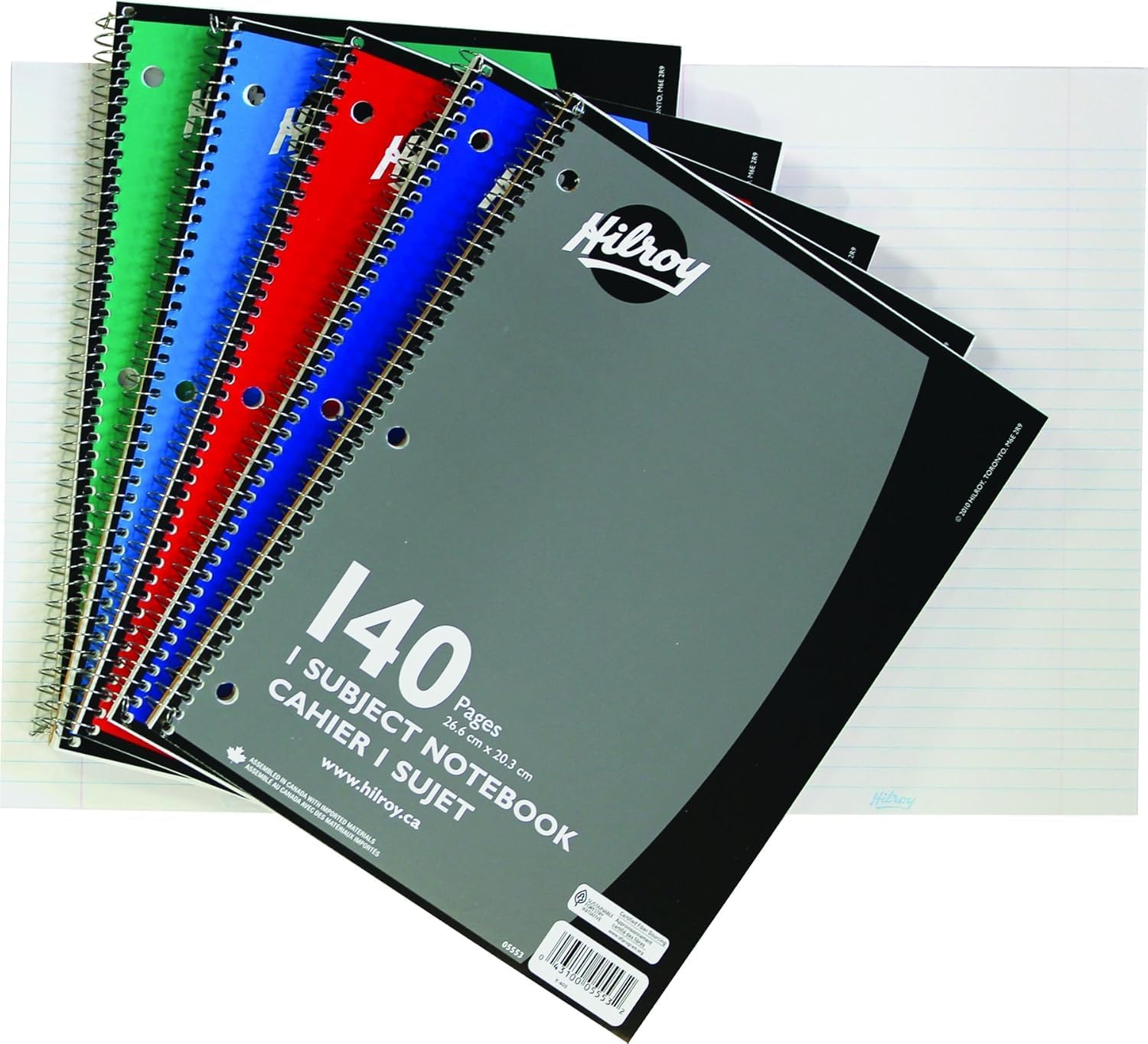 Hilroy 1-Subject Coil Notebook, 8" x 10.5", Wide Ruled, 3-Hole Punched ...