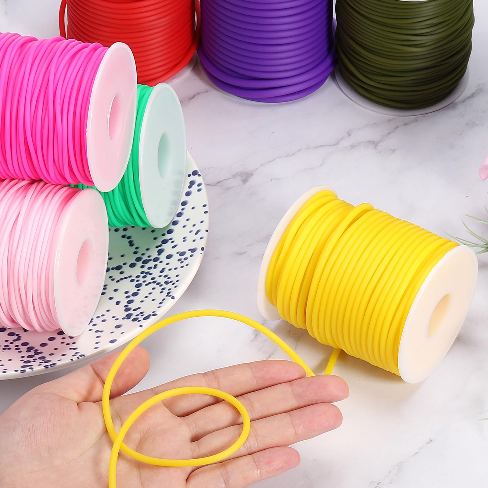 PATIKIL Hollow Pipe Rubber Cord 55 Yards 2mm, PVC Rubber Tube Cord 1mm ...