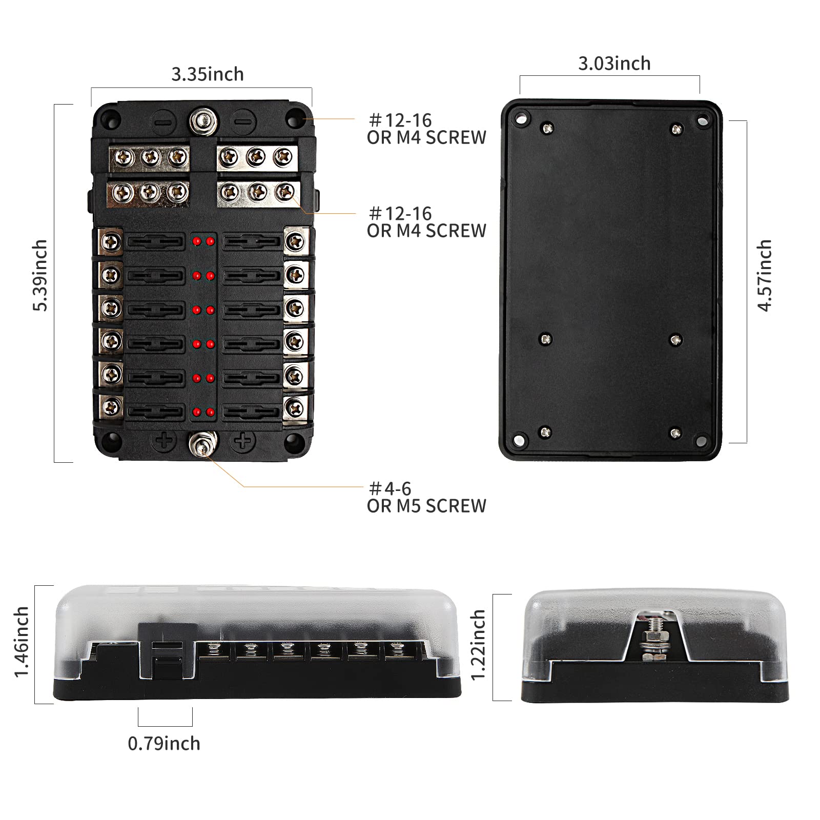 Snapklik.com : 12 Way Fuse Block Waterproof Marine Fuse Holders