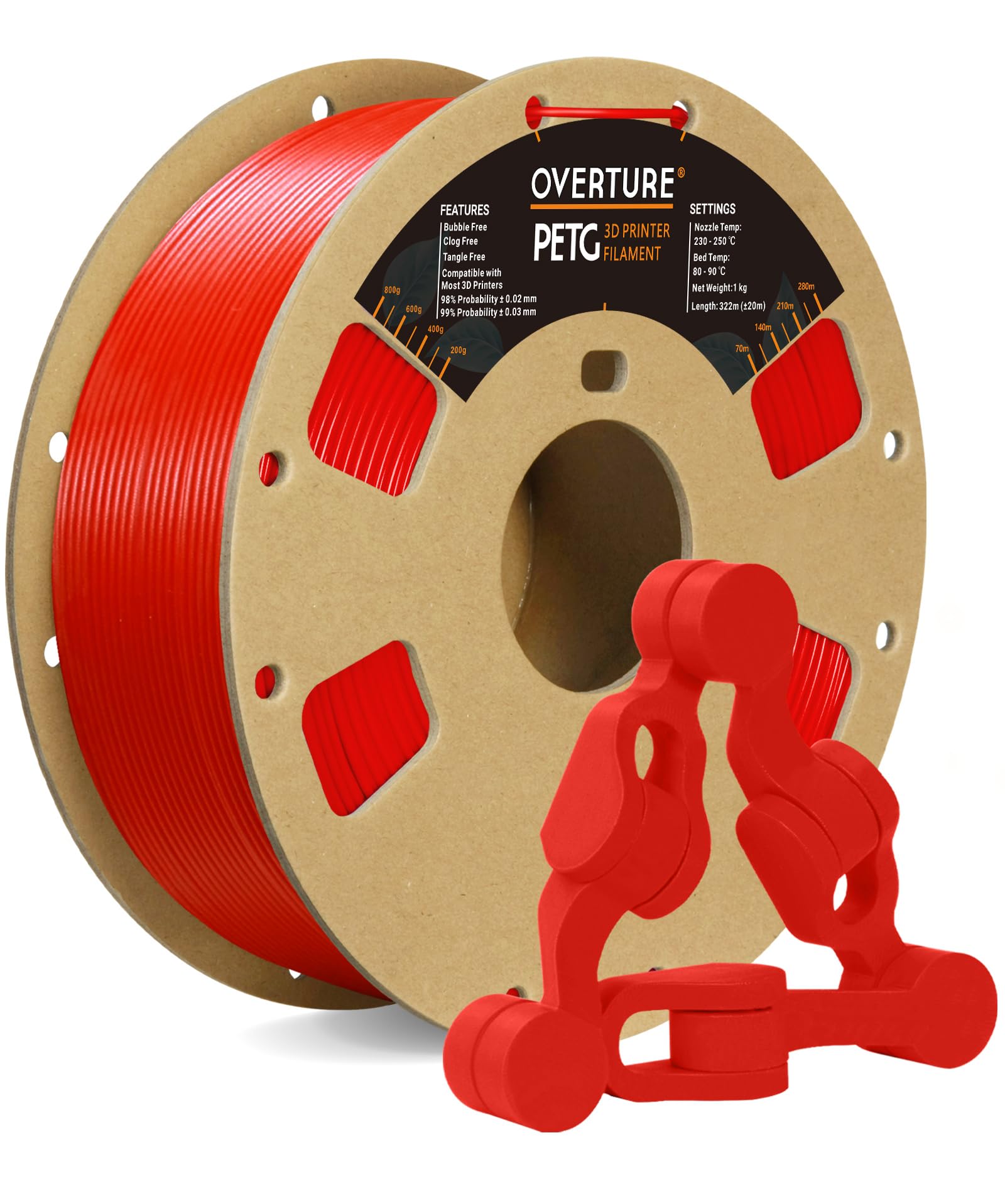 OVERTURE PETG Filament 1.75mm,3D Printer Filament PETG,1kg Spool (2 ...