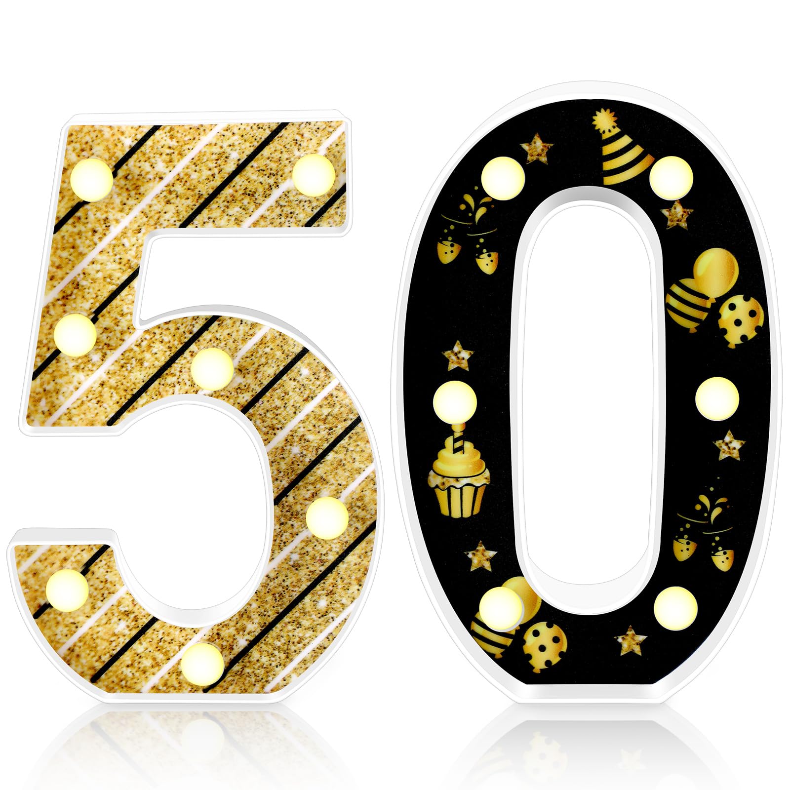 Amazon.com: Aurelema 50 Light up Numbers Letter 50th Birthday ...