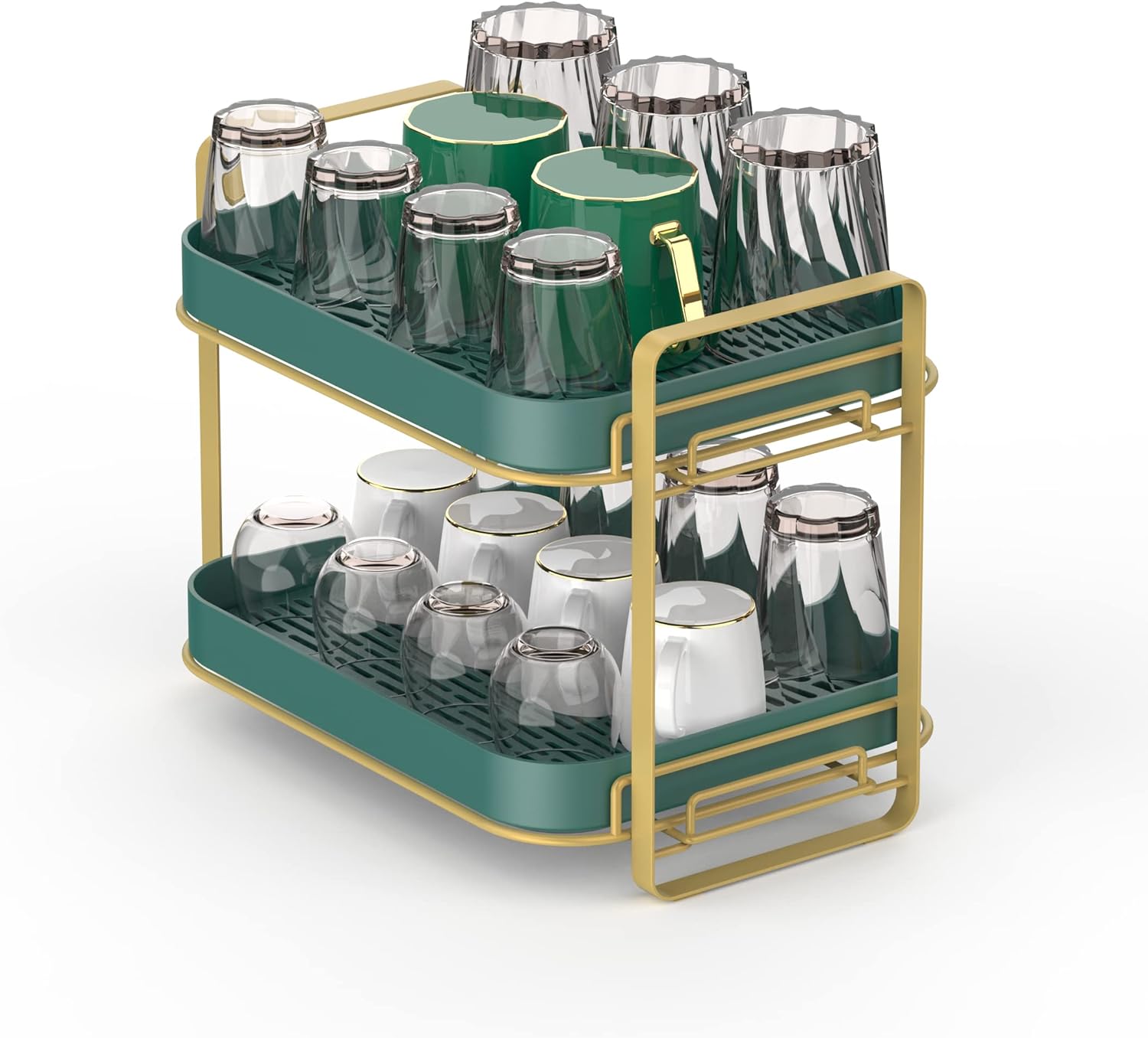 Amazon.com - KORRTFID 2-Tier Cup Drying Rack, Kitchen Countertop ...