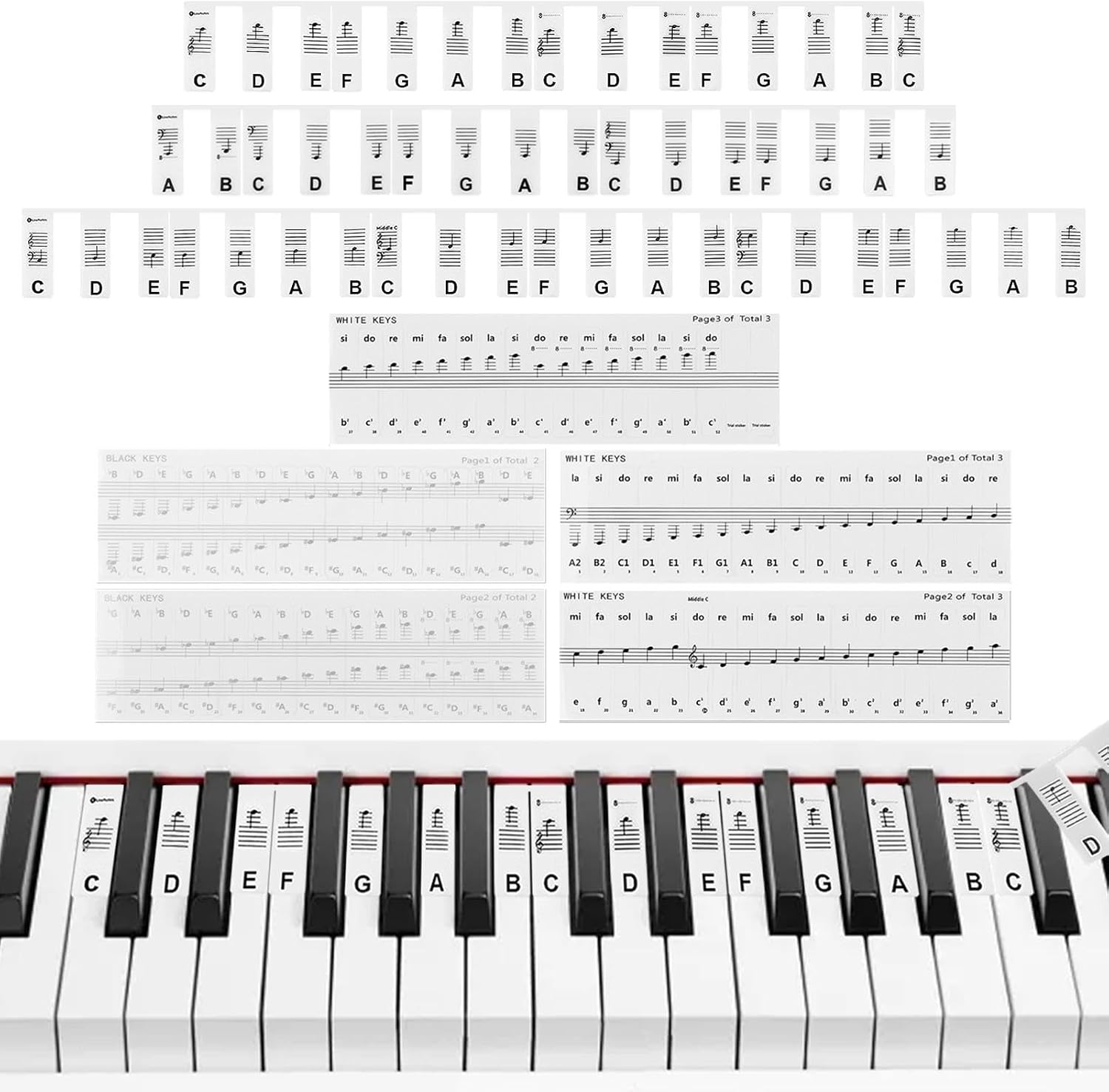 Amazon.com: Piano Notes Guide for Beginner, Piano Note Labels with ...