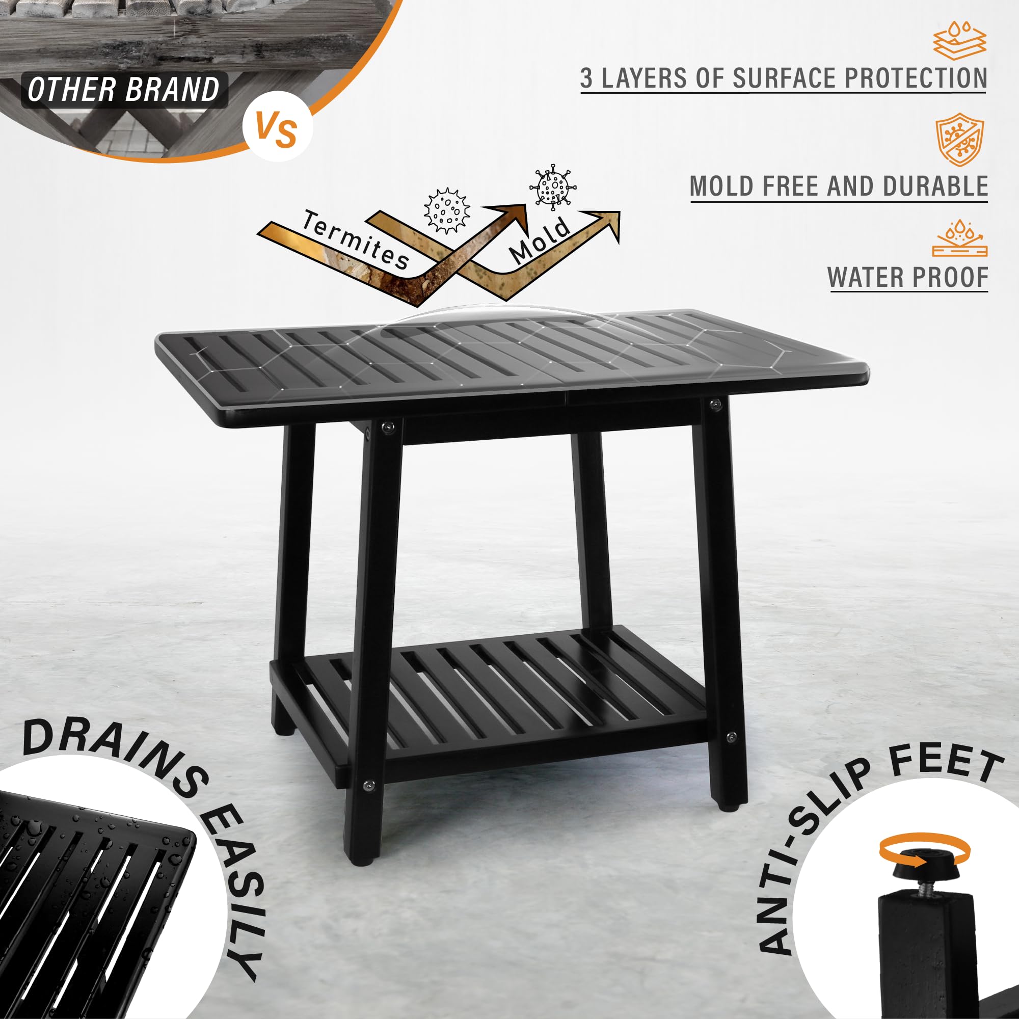 Snapklik.com : ENKEZI Acacia 24 Inches Outdoor Side Table, 2-Tier ...