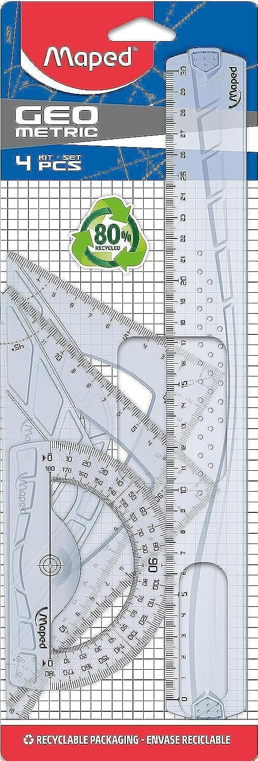 Maped 242767 – Kit of 4 Pieces (Ruler + Triangle + Square + Carrier ...