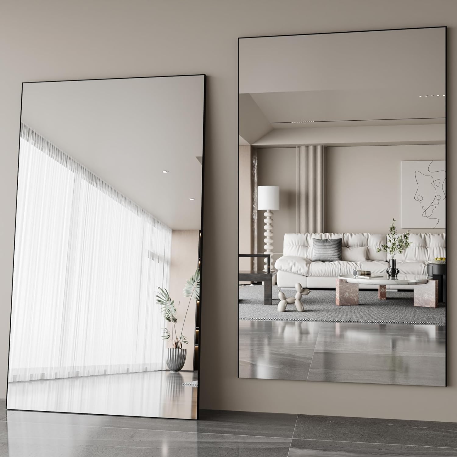 Amazon.com: Fitcleer Glassless Floor Mirror, 71×39”, Wide Shatterproof Full Length Wall Mirror ...