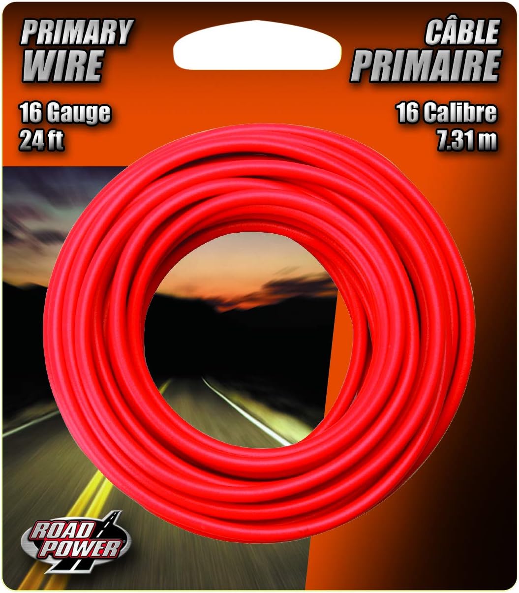Coleman Cable 16-1-16 16-Gauge 24-Foot Automotive Copper Wire, Red ...