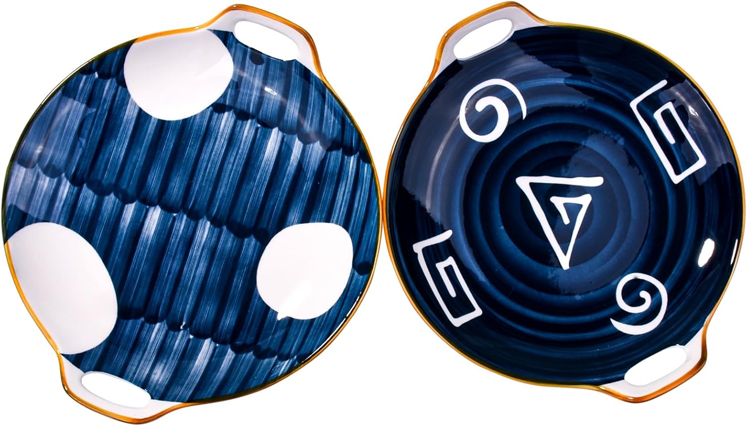 Amazon.com | Ceramic Plates with Handle Set of 2 Japanese Dinner Plate ...