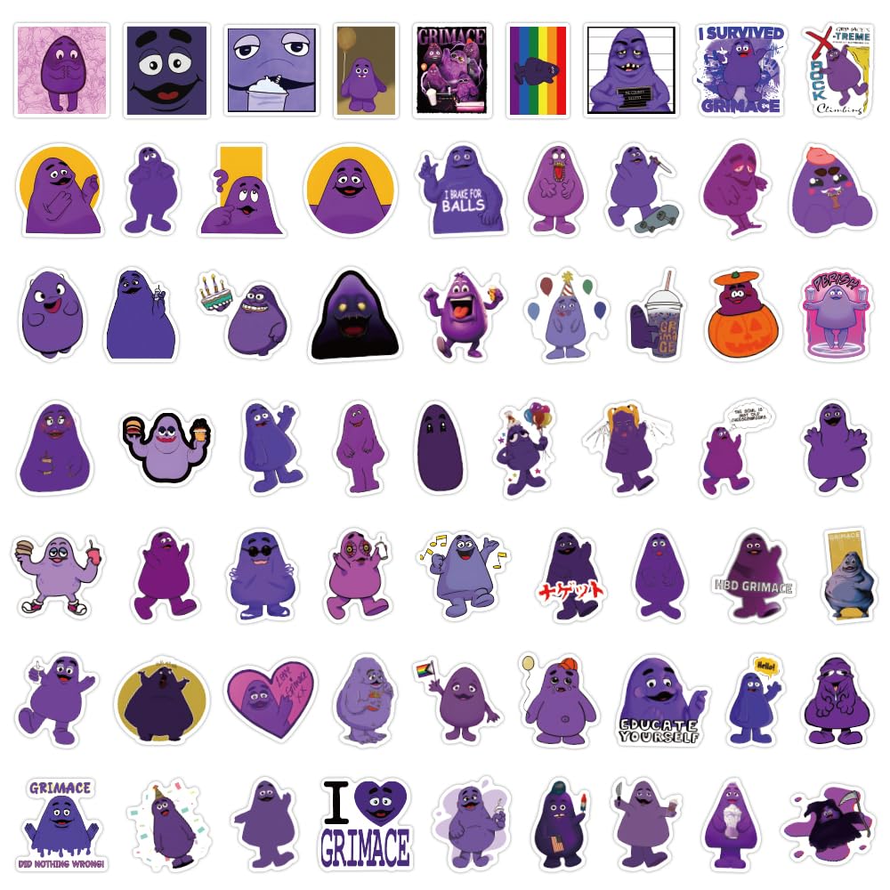 Snapklik.com : 63Pcs Grimace Stickers Pack, Cute Cartoon Aesthetic ...