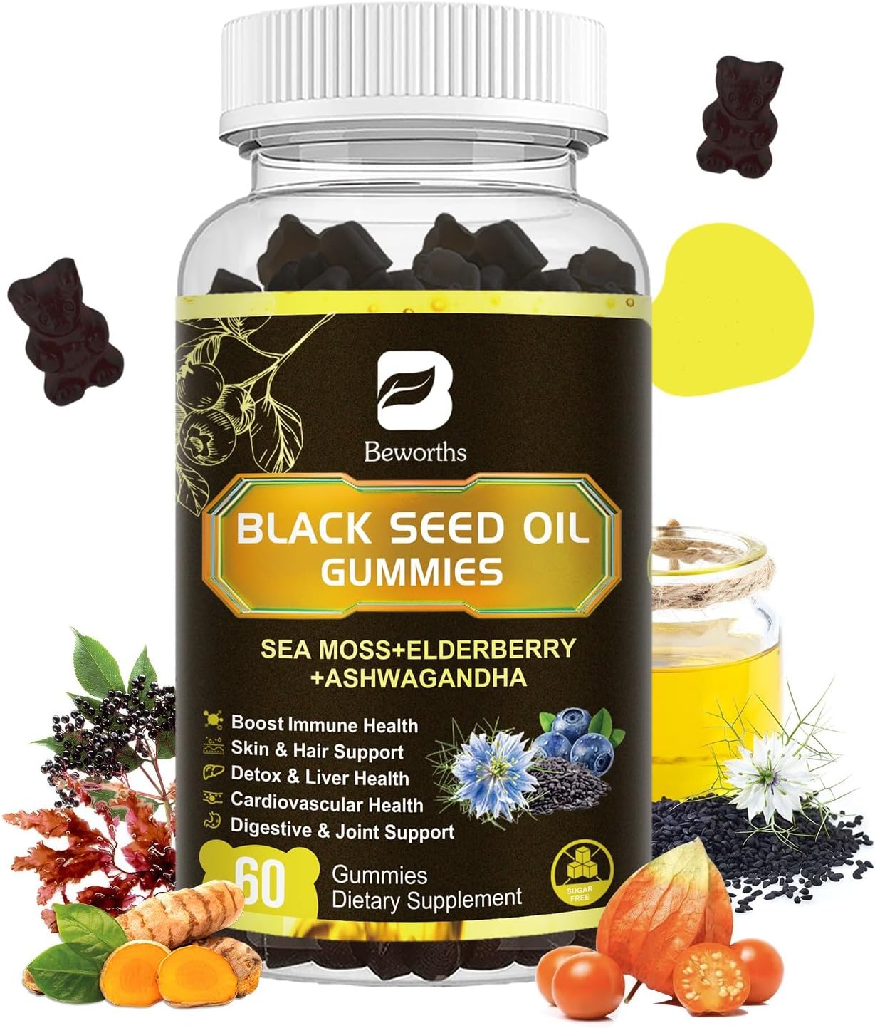 Amazon.com: Black Seed Oil & Honey Gummies Soft 60 Count | Boost Immune ...