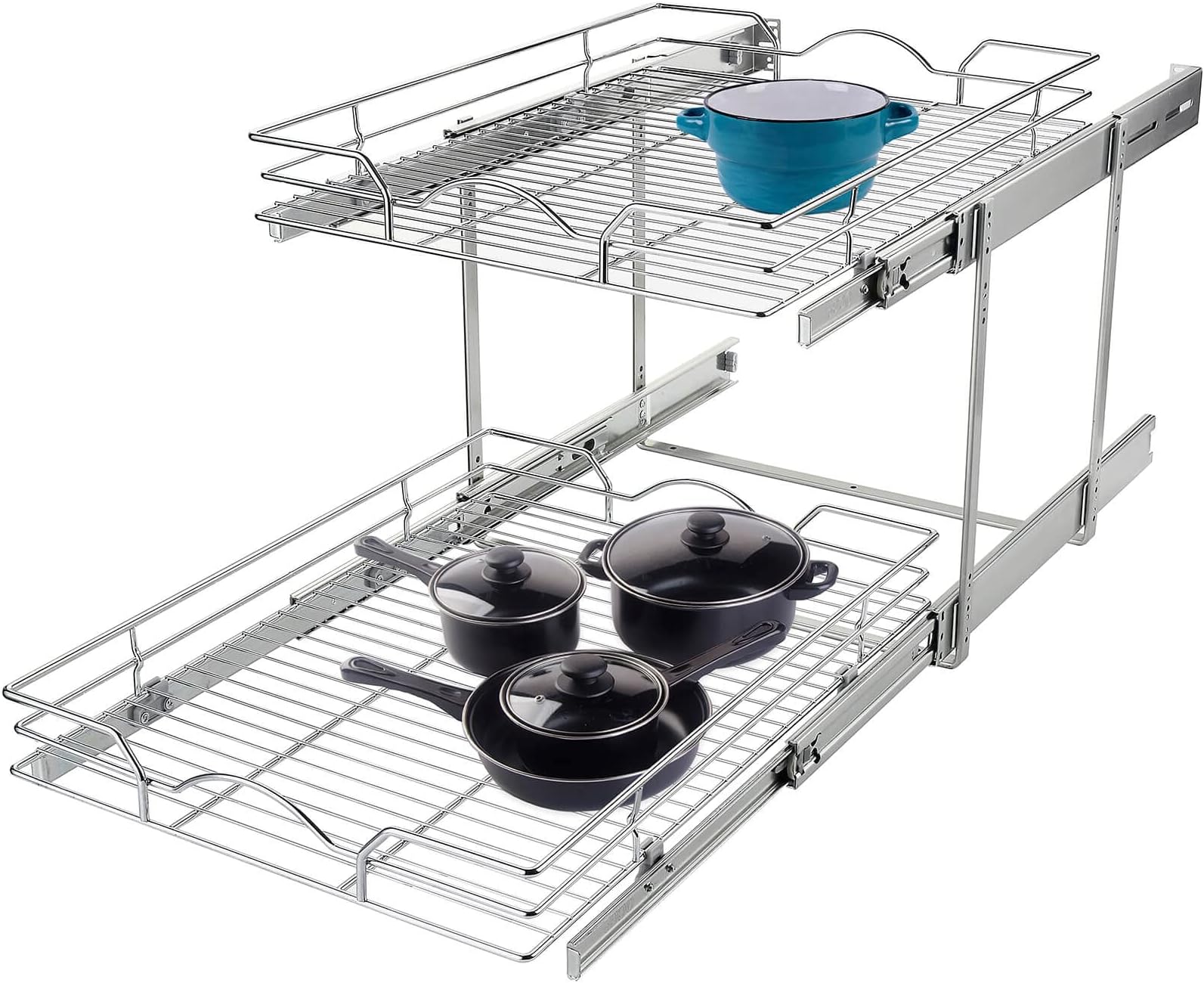 Amazon.com: Pull Out Cabinet Organizer 16 inch deep Slide Out Drawers ...