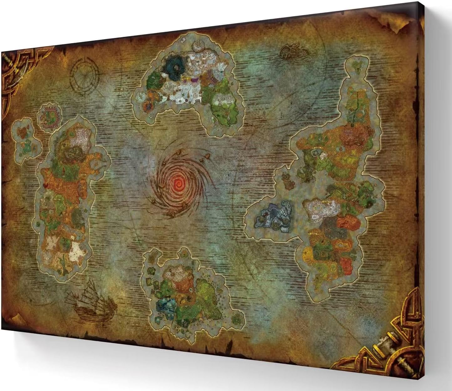 Amazon.com: World Map for Warcraft Canvas Wall Art Framed Maps of ...