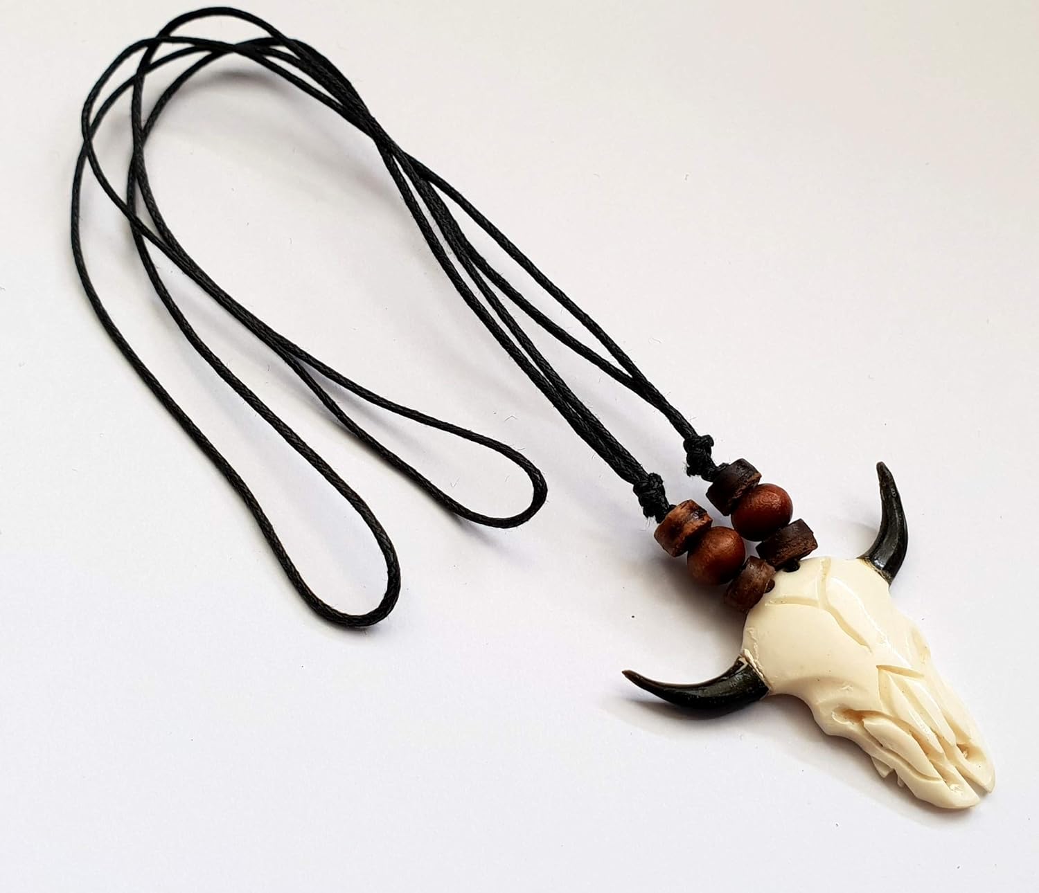 Ox Skull Bone Carving Pendant Surfer Tribal 16 to 32 inch Adjustable ...