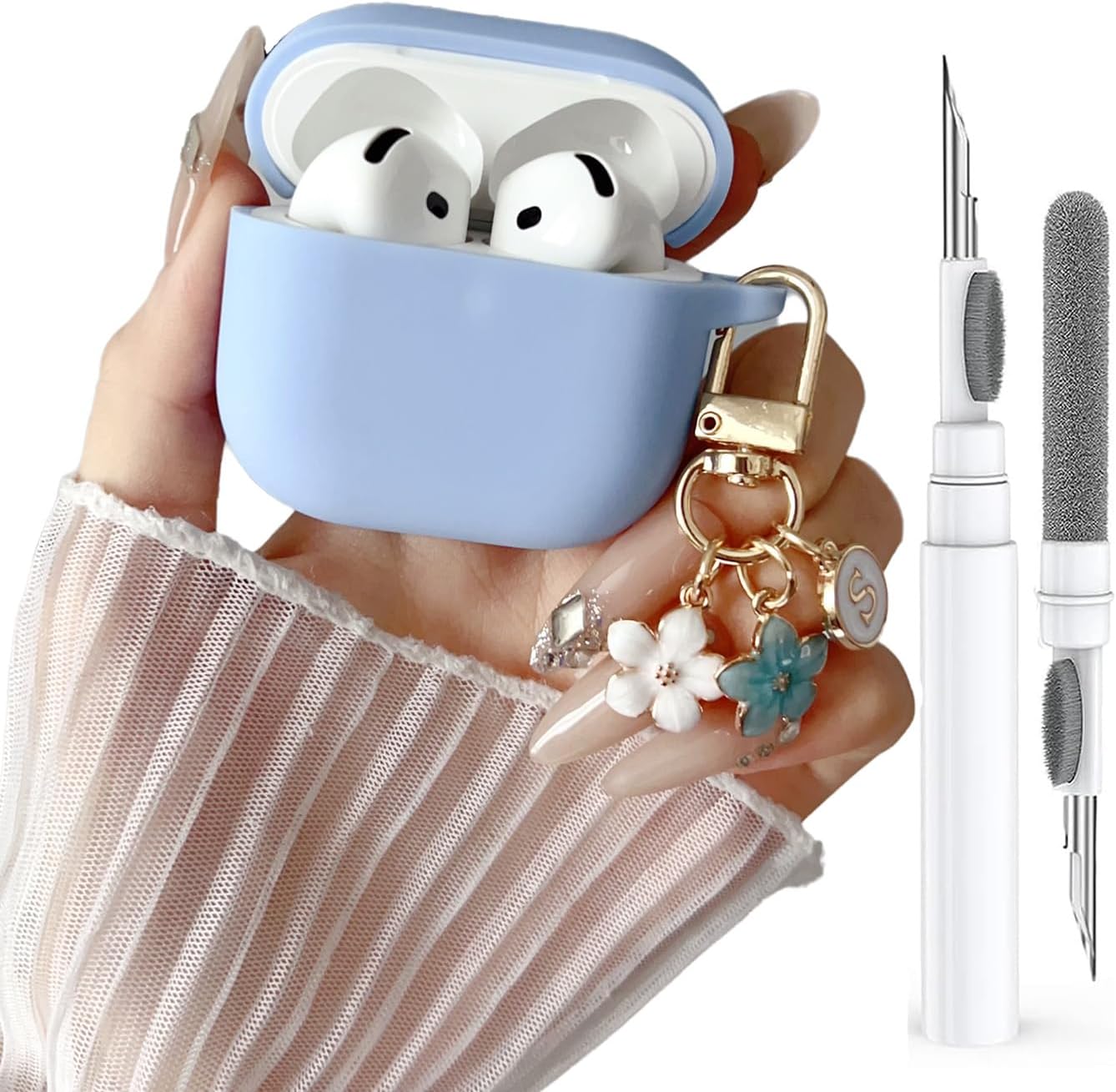 Amazon.com: Olytop for Cute Glitter Airpods 4 Case 2024 with Cleaner ...
