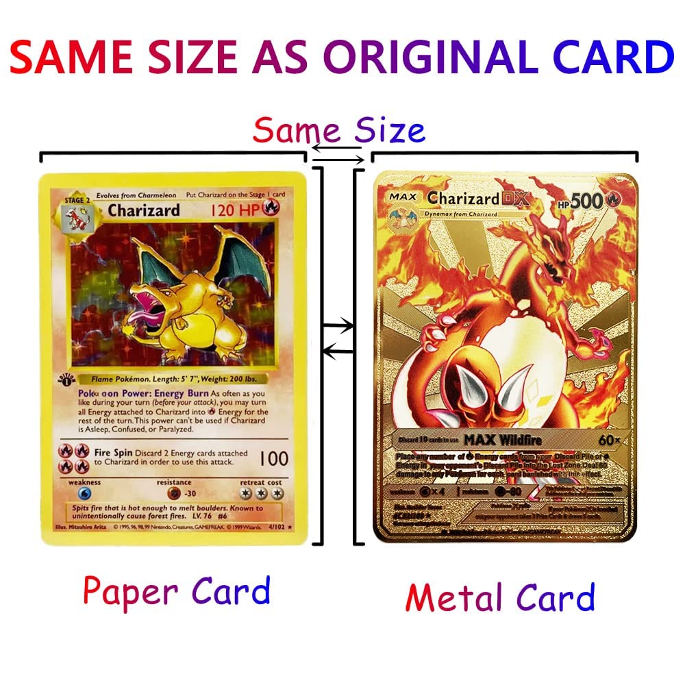 Charizard DX Metal Gold Card - Collector's Rare Shiny Gold Card ...