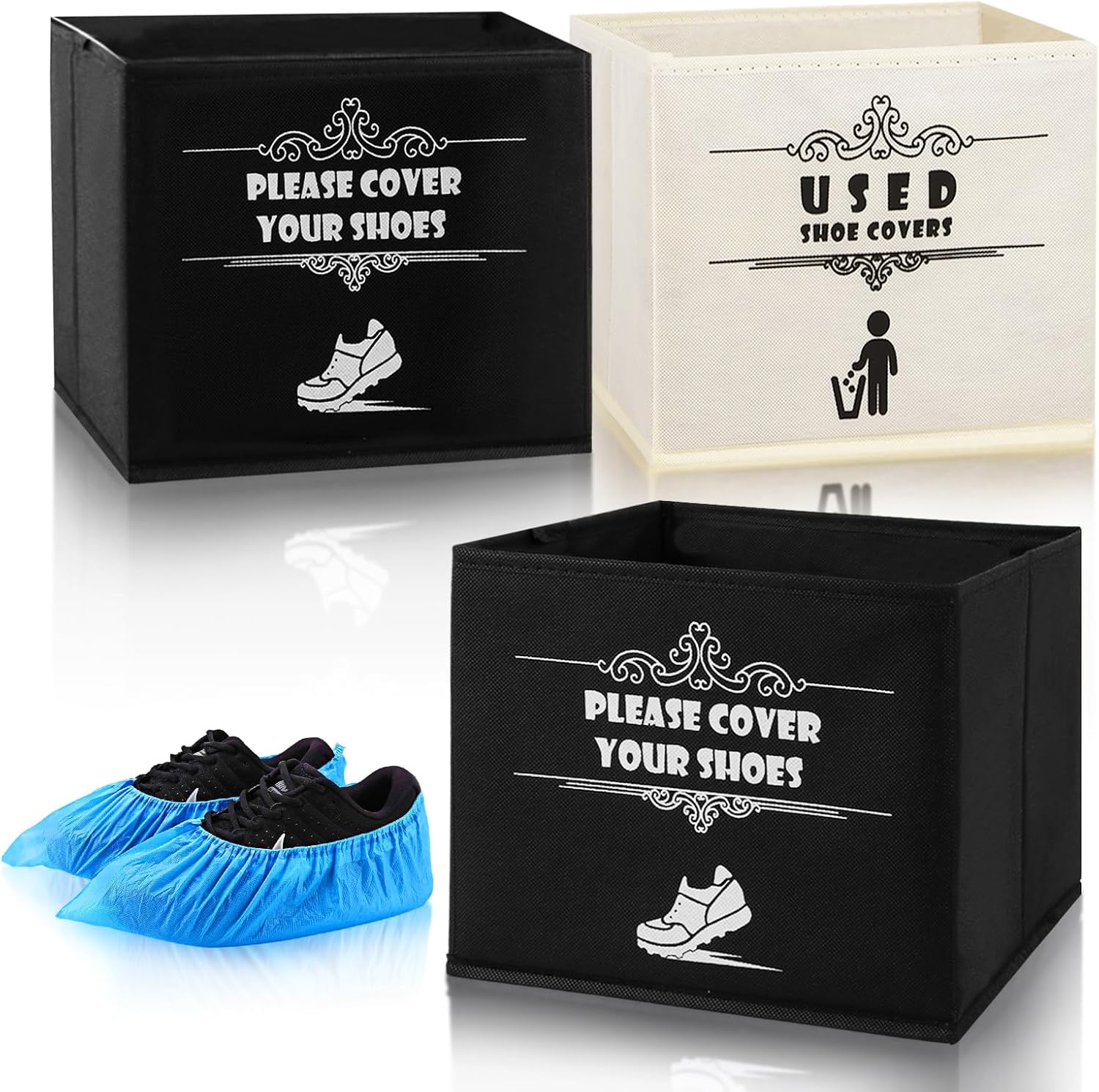 Amazon.com: 2 Pcs Shoe Covers Box, Foldable Shoe Cover Dispenser for ...
