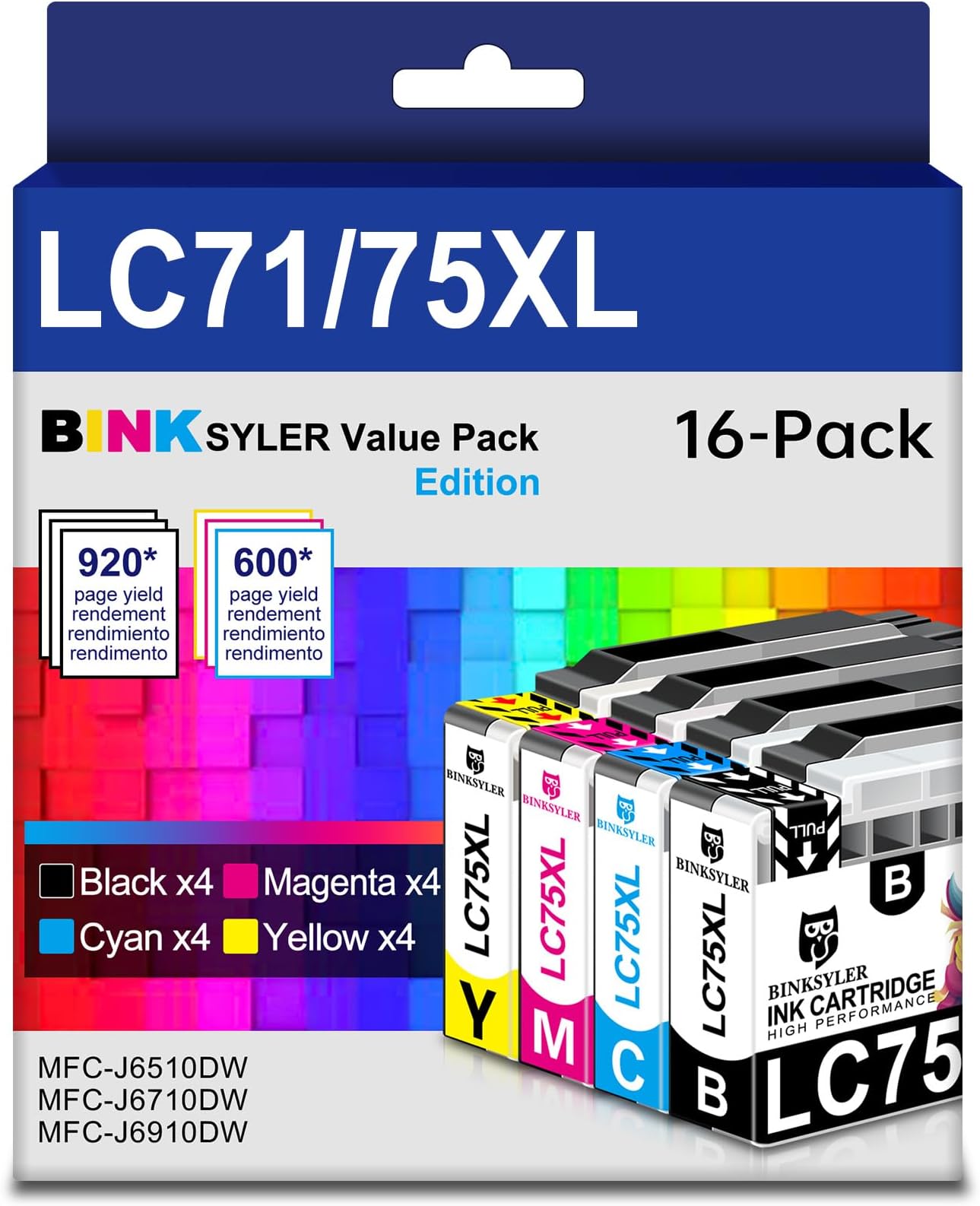 Amazon.com: 16-Pack LC75 XL Ink Cartridges Compatible for Brother ...