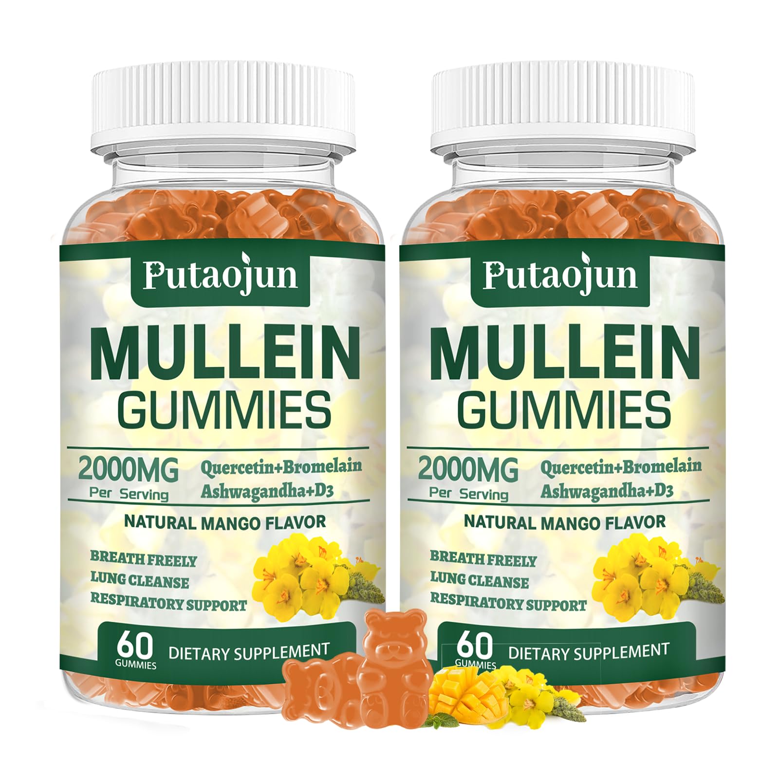 Amazon.com: Mullein Gummies | Mango Flavored Mullein Supplements for ...