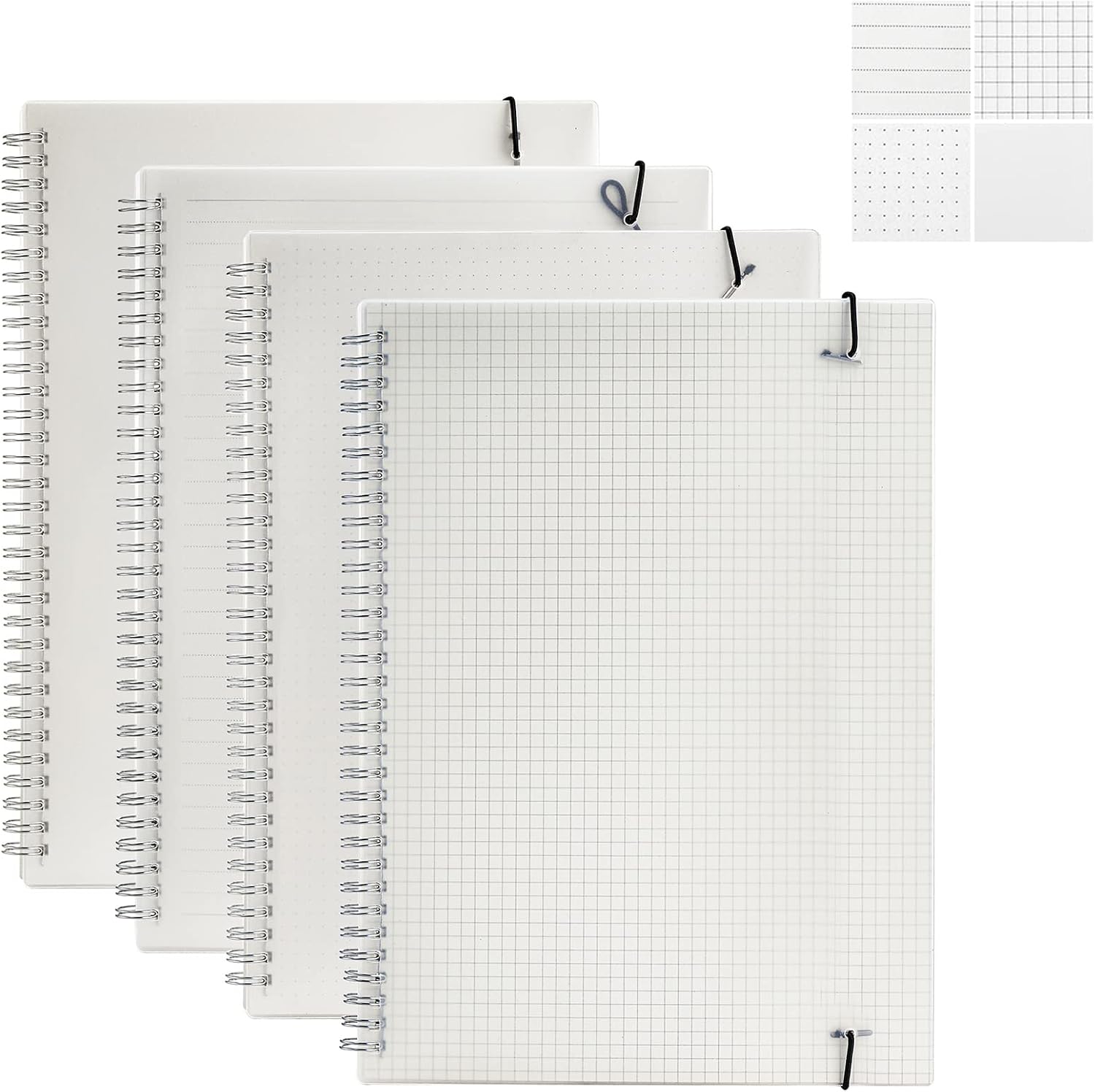 Hiceeden 4 Pack Multistyle A4 Grid Spiral Bullet Notebooks with ...