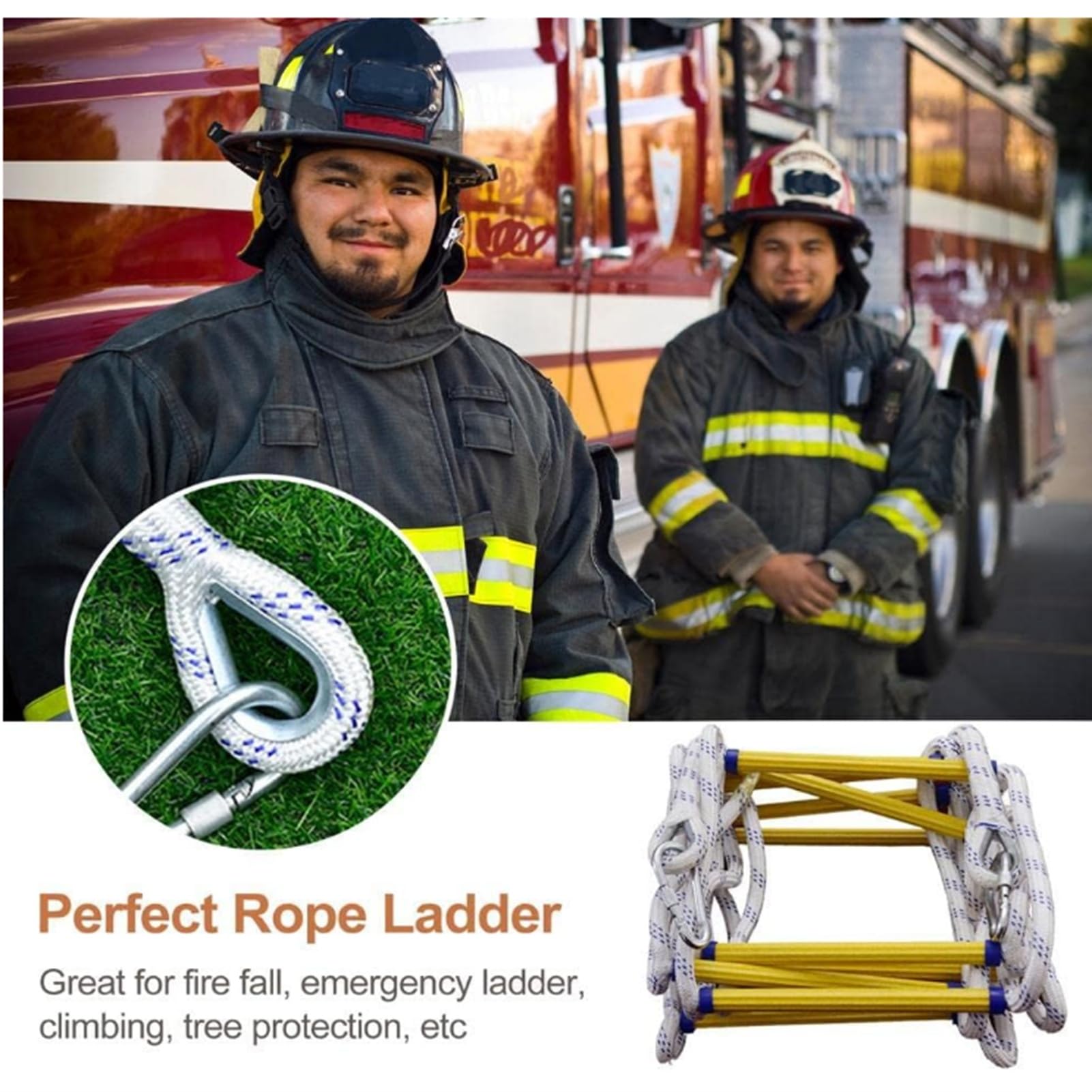 Two Story Rope Ladder Fire Rescue Ladder For 2 Story 16ft Flame ...