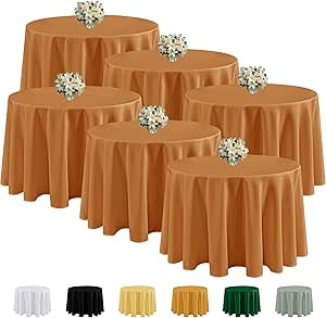 Amazon.com: Fitable 6 Pack Bronze Round Tablecloths - 120 Inches Round ...