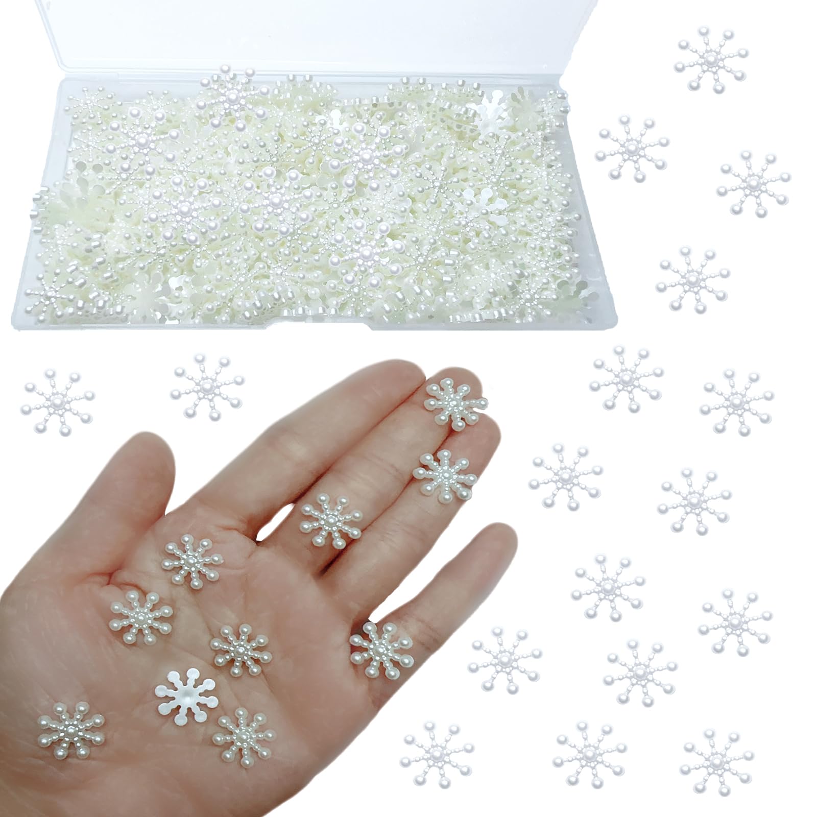 Amazon.com: DANUDON 200 PCS Christmas Resin Snowflakes, Mini Snowflakes for Craft Plastic Pearl ...