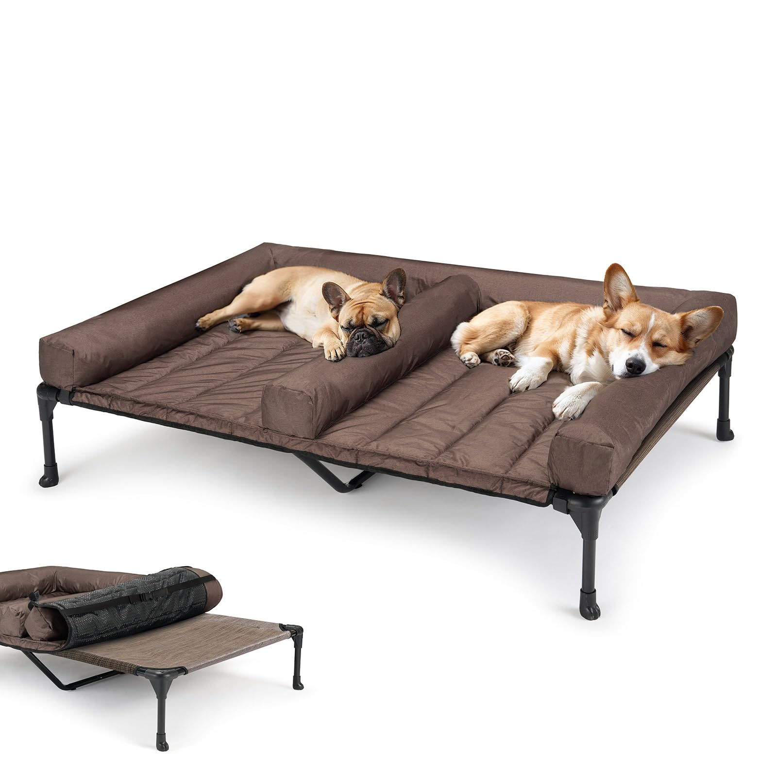 Amazon.com : Veehoo Cooling Raised Dog Bed + Removable Double Dog Bed ...