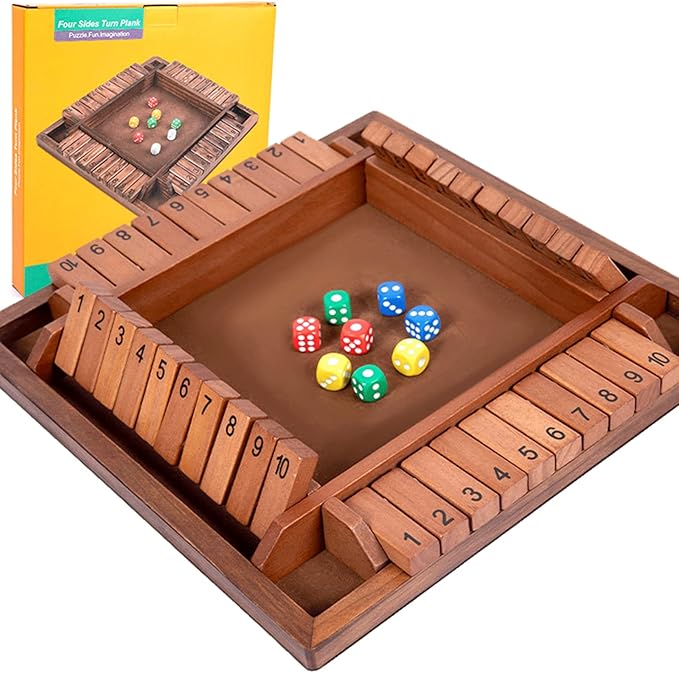 4 Player Shut The Box Wooden Board Games 11.8inch Bar Party Family ...