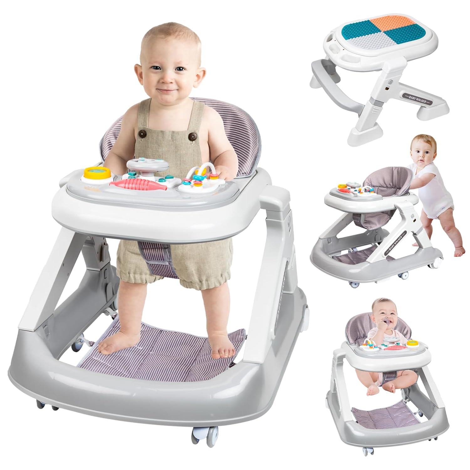 Amazon.com : 5 and 1 Foldable Baby Walker with Music Anti-Tip Walker, 7 ...