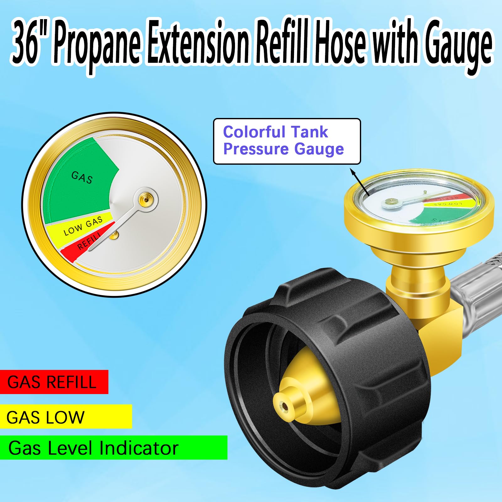 Snapklik.com : Upgraded Propane Refill Adapter Hose Kit, 36 Propane ...