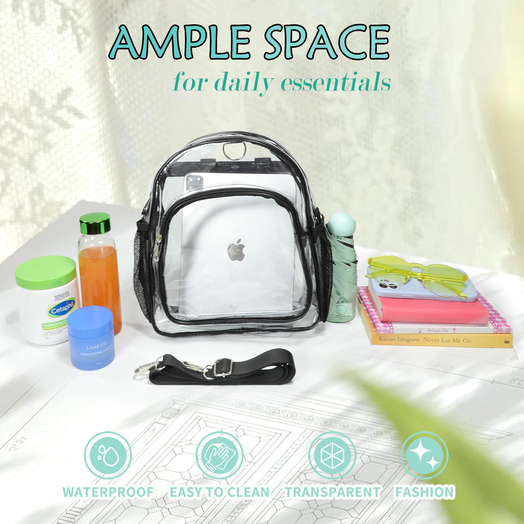 Snapklik.com : Small Clear Backpack Stadium Approved 12x12x6 Clear ...