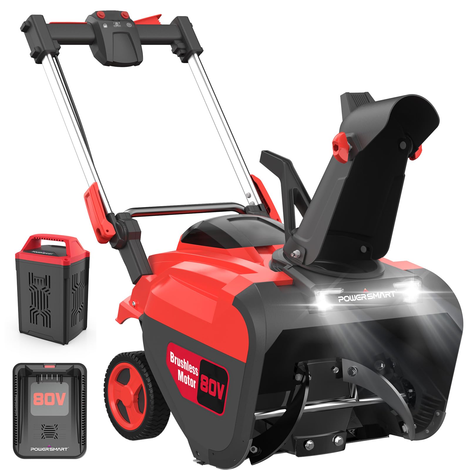 Amazon.com : PowerSmart 80V 21-Inch Single Stage Cordless Snow Blower ...