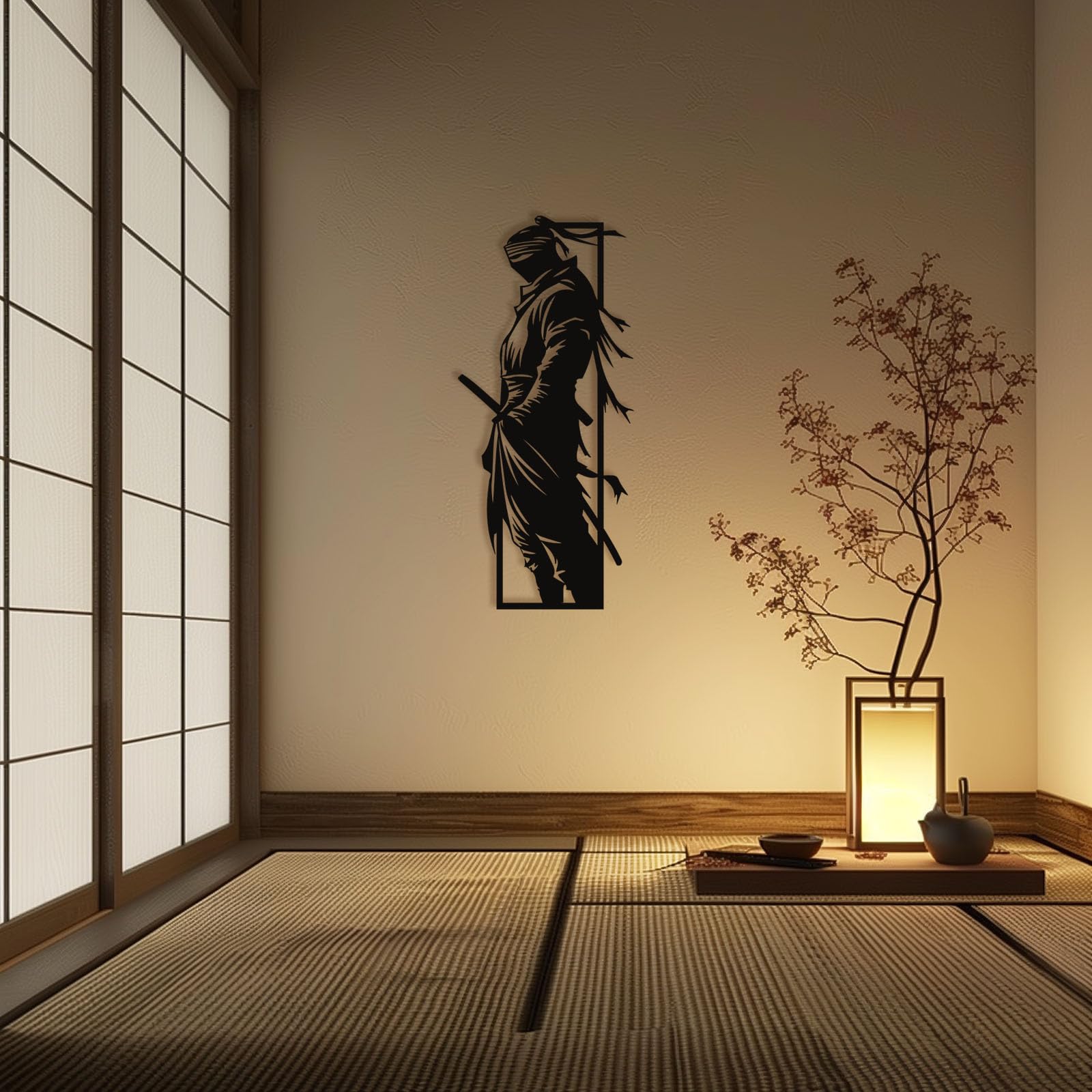 Amazon.com: WORGO Ninja Warrior Wall Art,Japanese Samurai Wall Decor ...