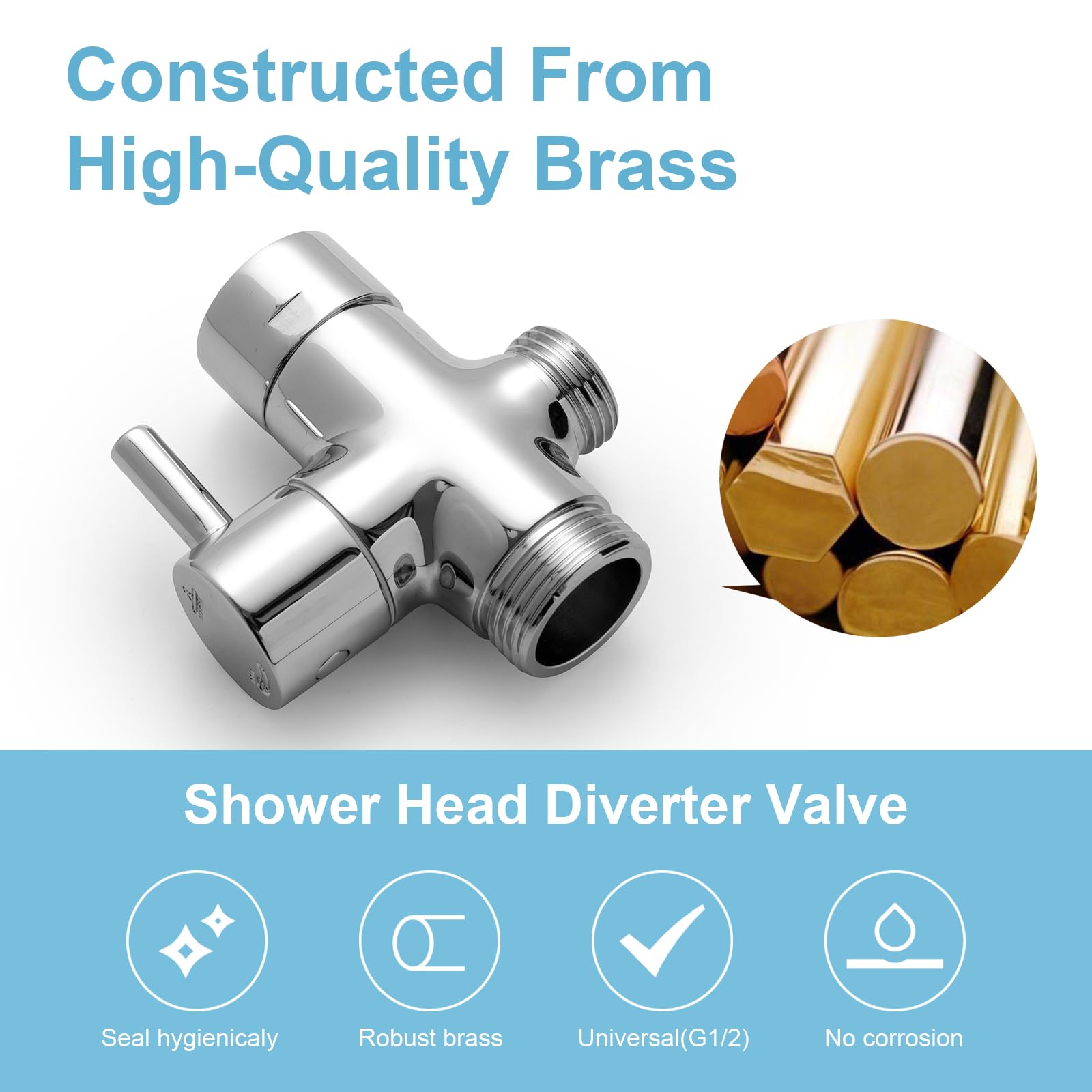 Snapklik.com : Shower Diverter Valve, G3/4" Solid Brass Universal 3-Way ...