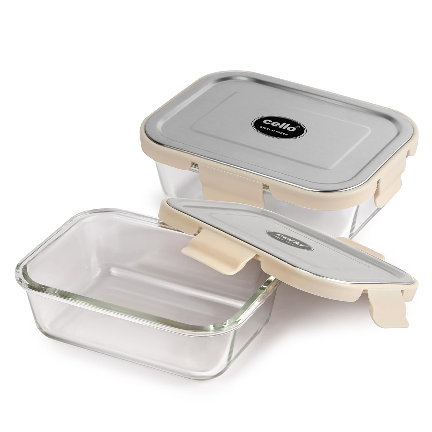 Buy CELLO Steel-O Fresh Rectangle Toughened Glass Container 1050ml ...