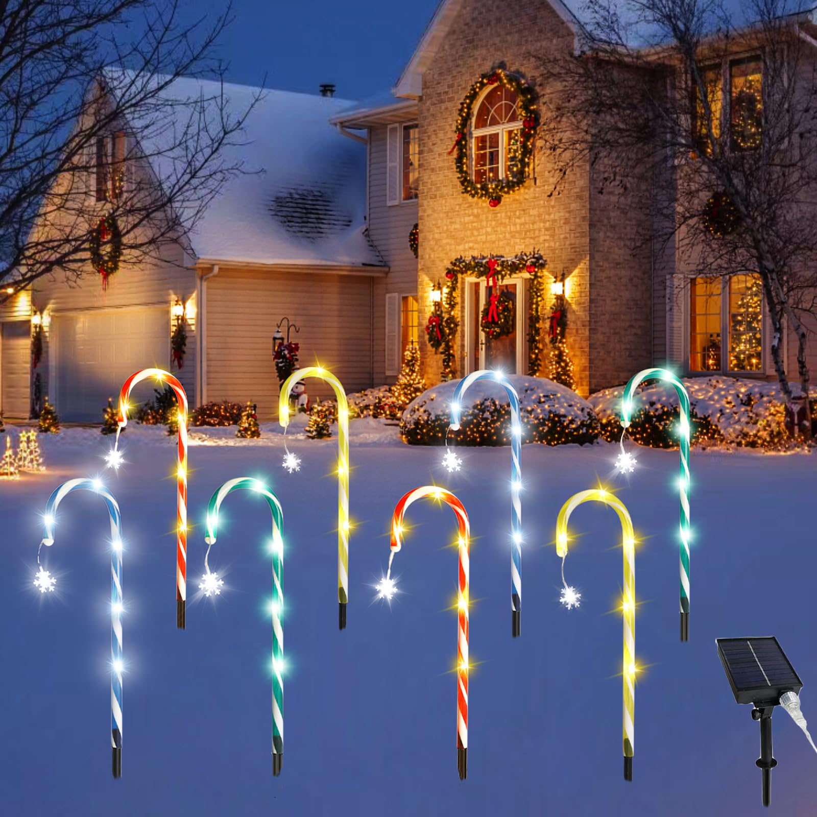 Solar Candy Cane Pathway Lights, 8 Pack Christmas Garden Lights Outdoor ...